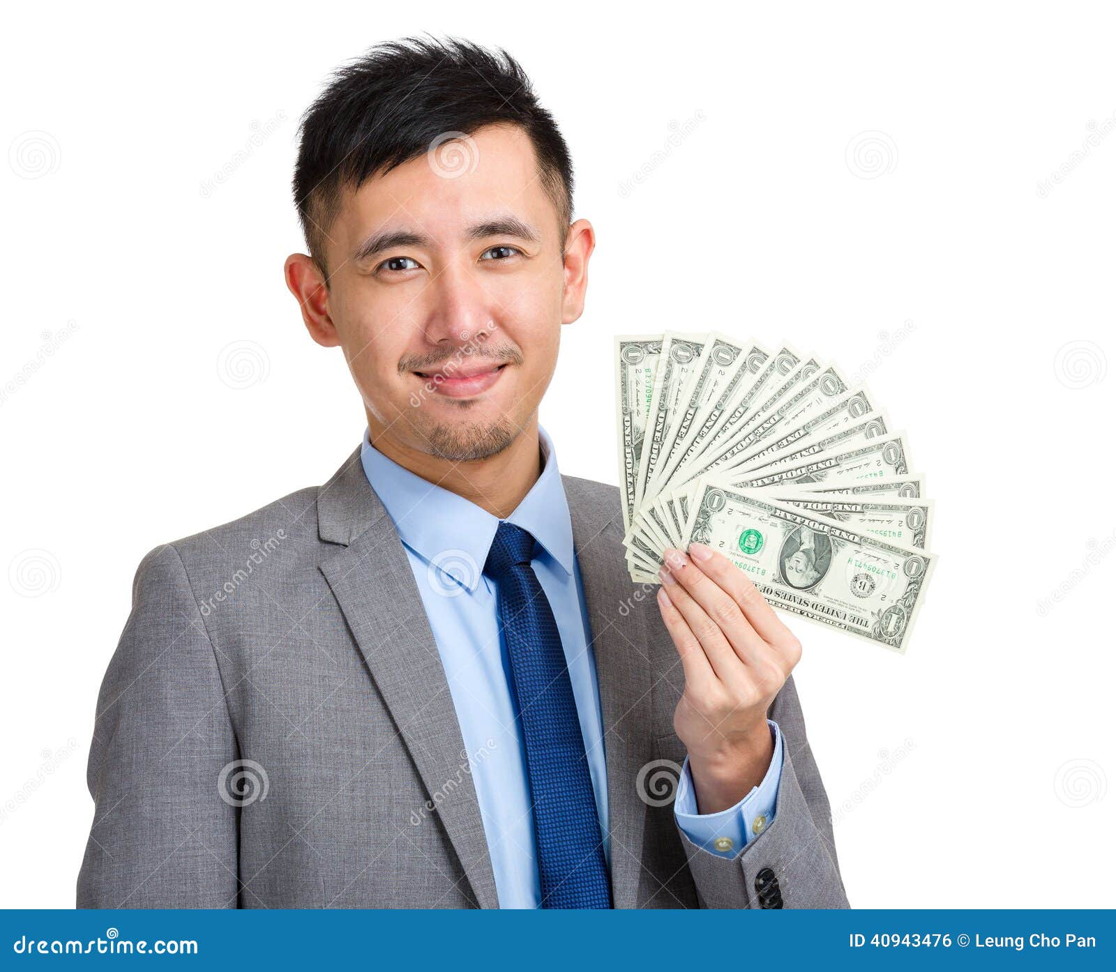 Businessman Holding Spread of Money Stock Photo - Image of cash ...