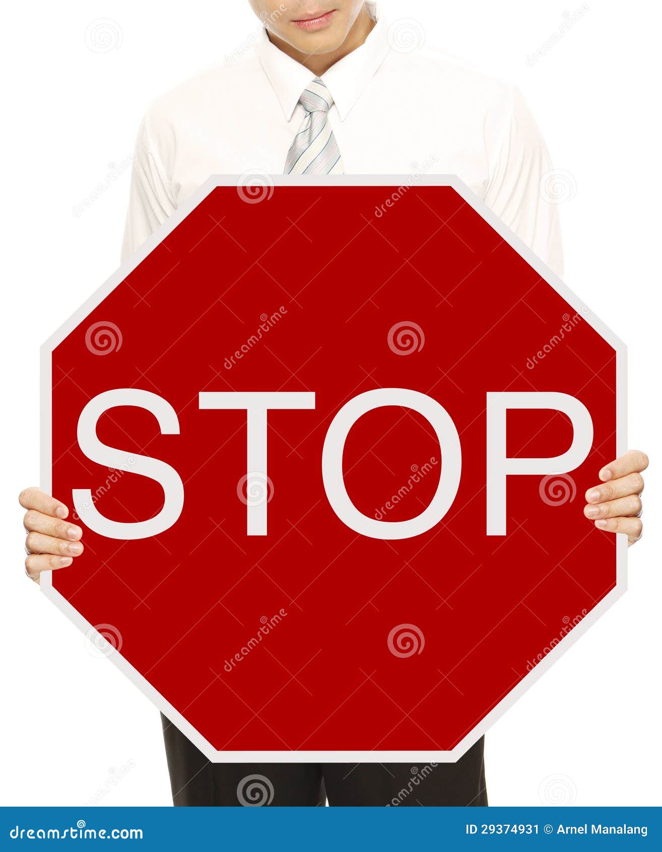 Businessman Holding Stop Sign Stock Image - Image of safety, white ...