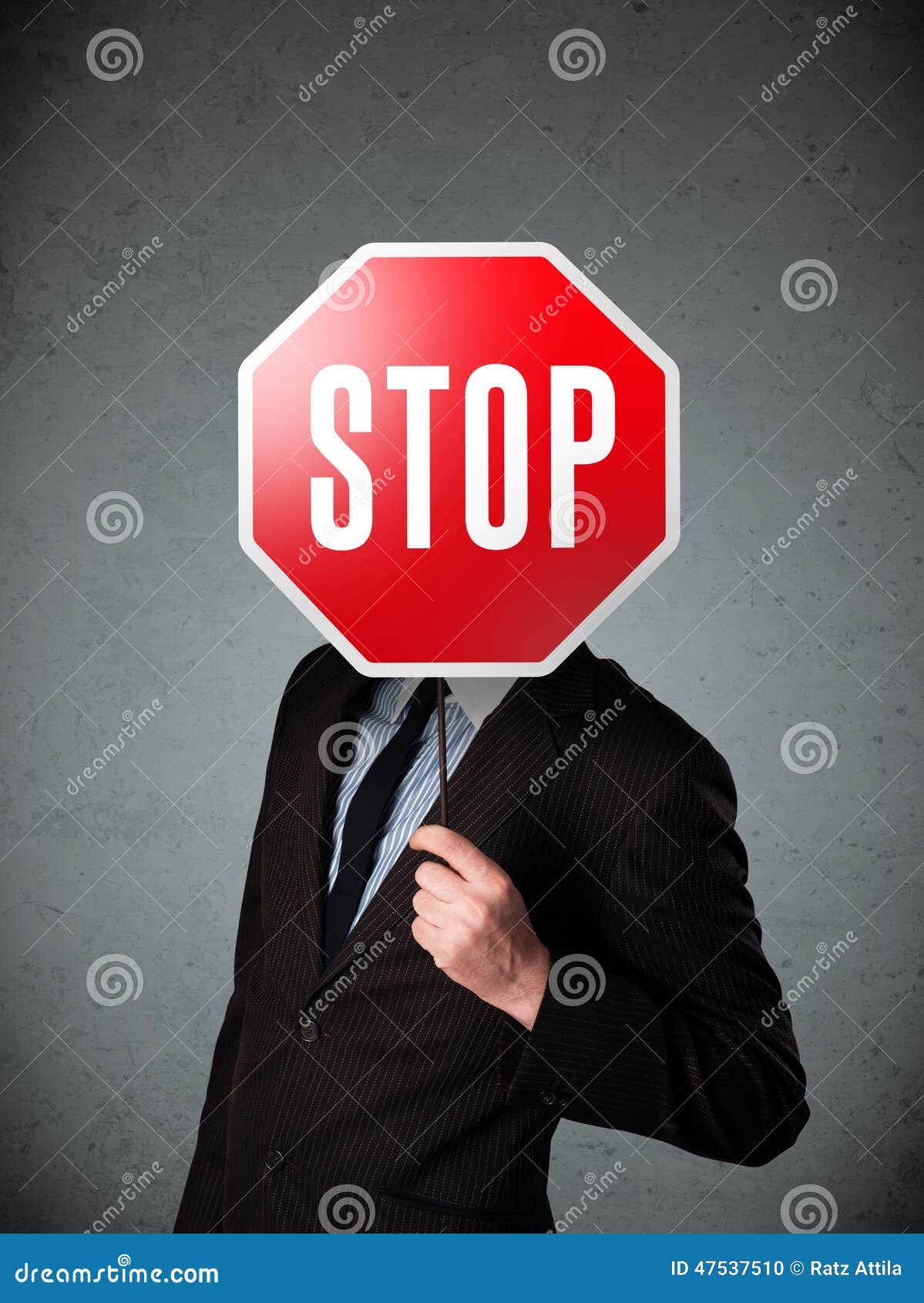 Businessman Holding a Stop Sign Stock Photo - Image of expression ...