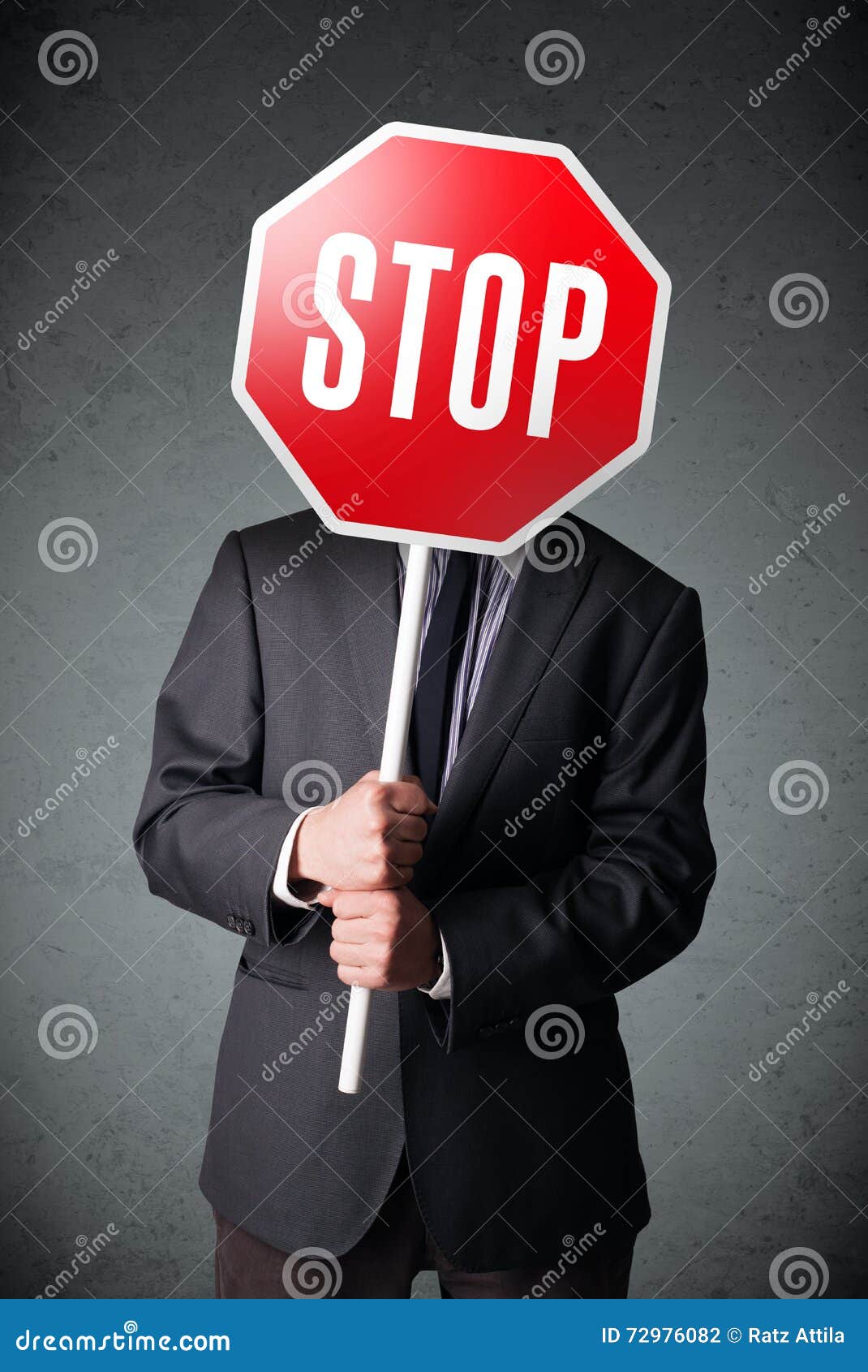 Businessman Holding a Stop Sign Stock Photo - Image of casual, head ...