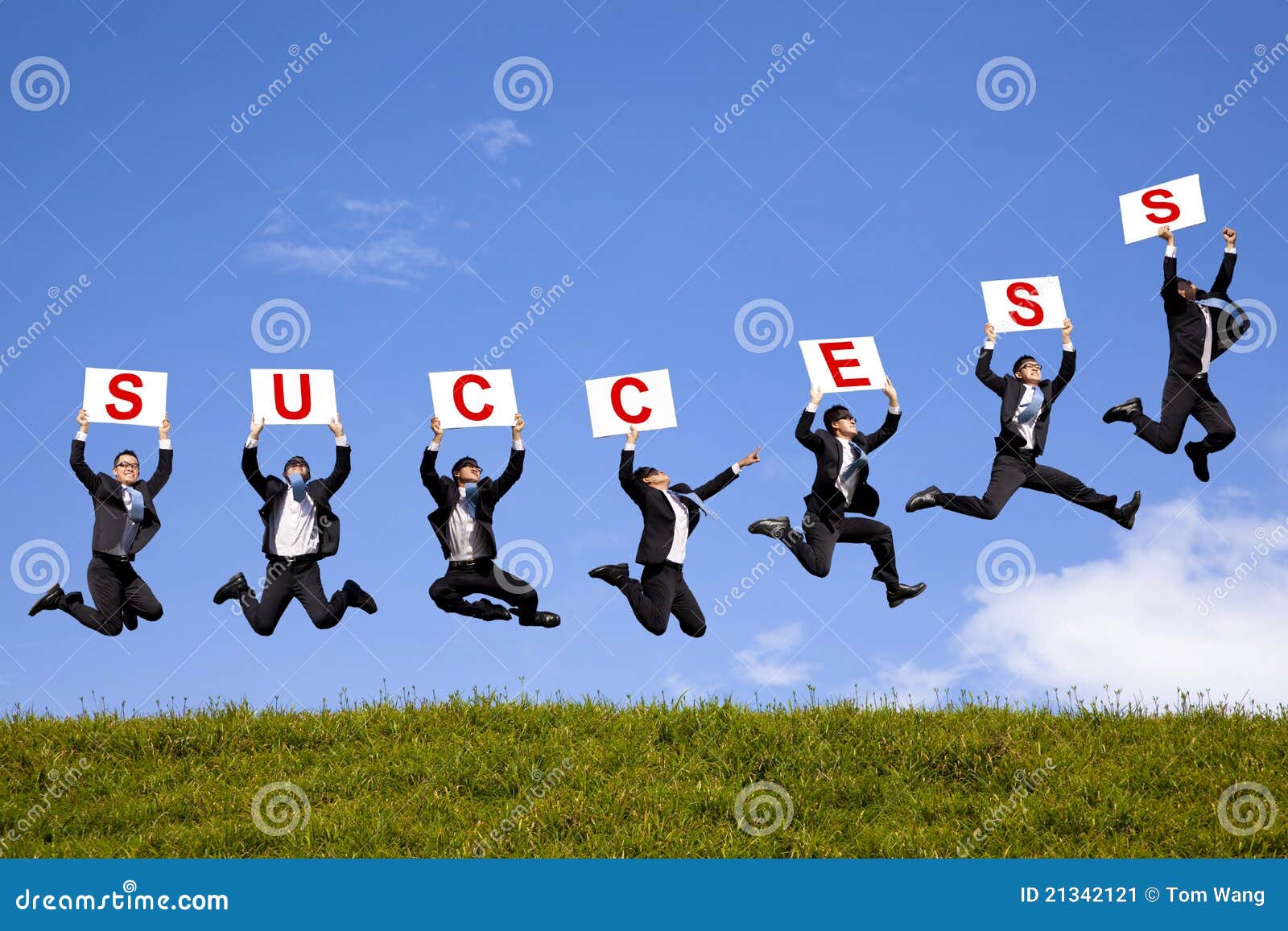 Businessman Holding Success Text and Jumping Stock Image - Image of ...