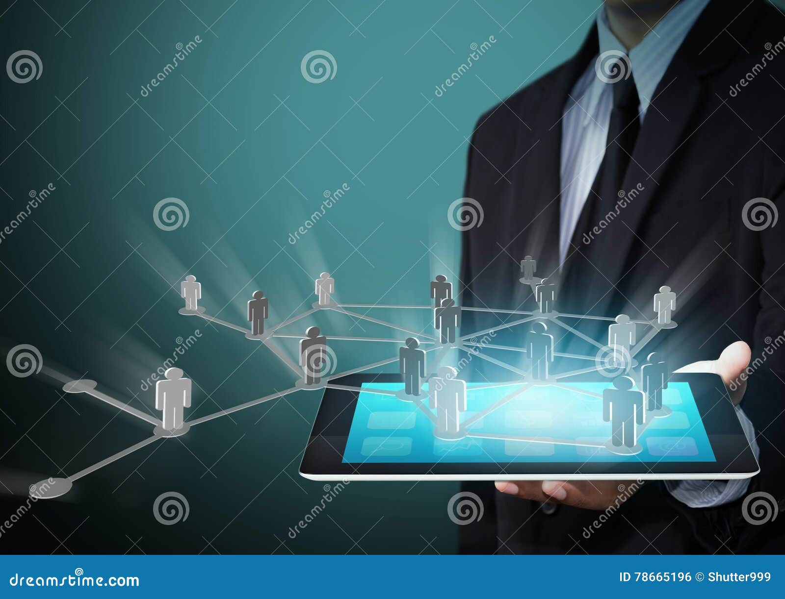 Businessman Holding Tablet with Networking Concept Stock Photo - Image ...