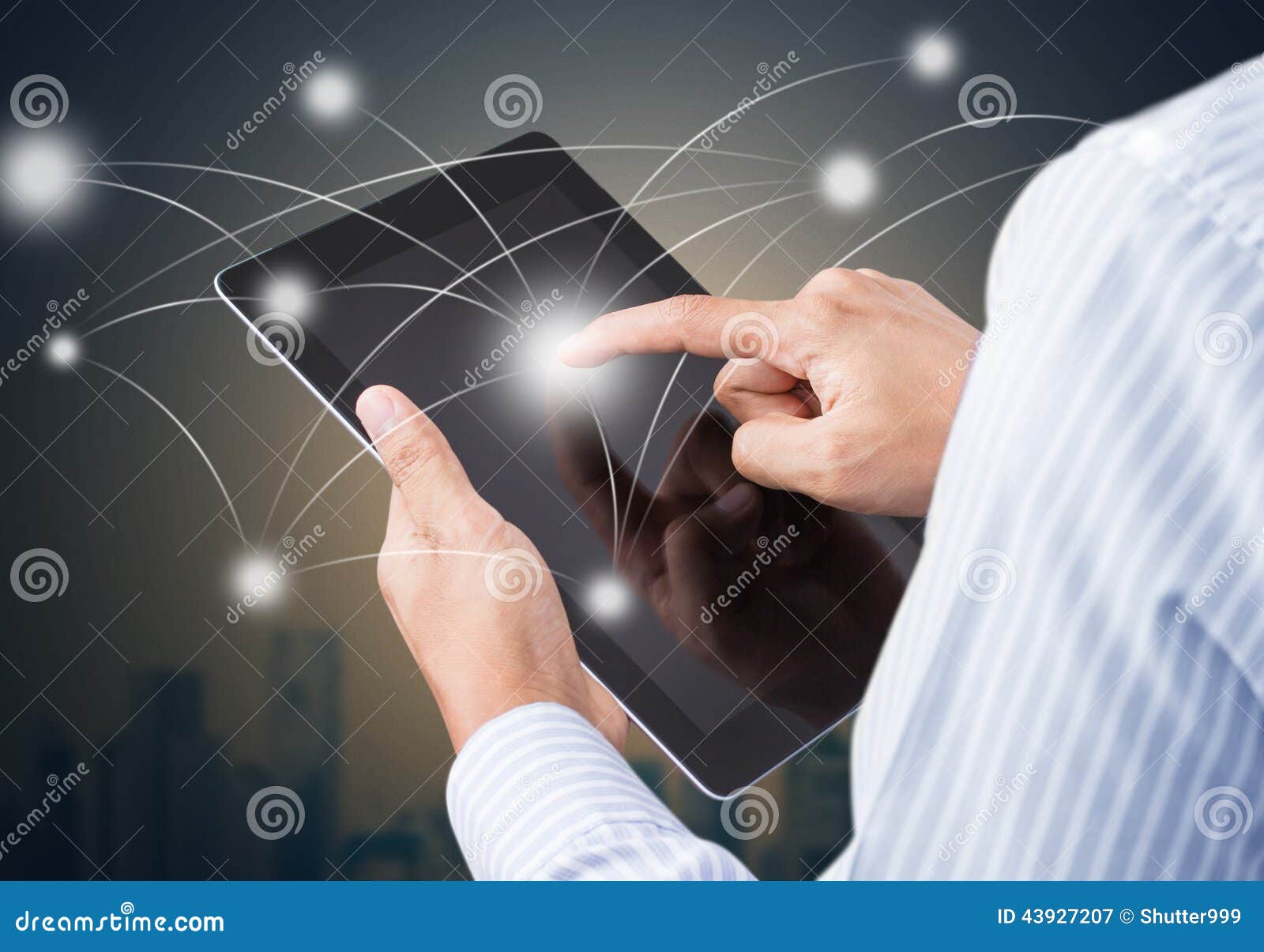Businessman Holding Tablet Touchscreen Stock Image - Image of board ...