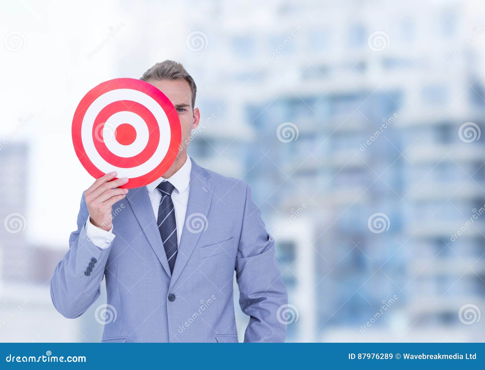 Businessman Holding Target in Front of Face Stock Image - Image of ...