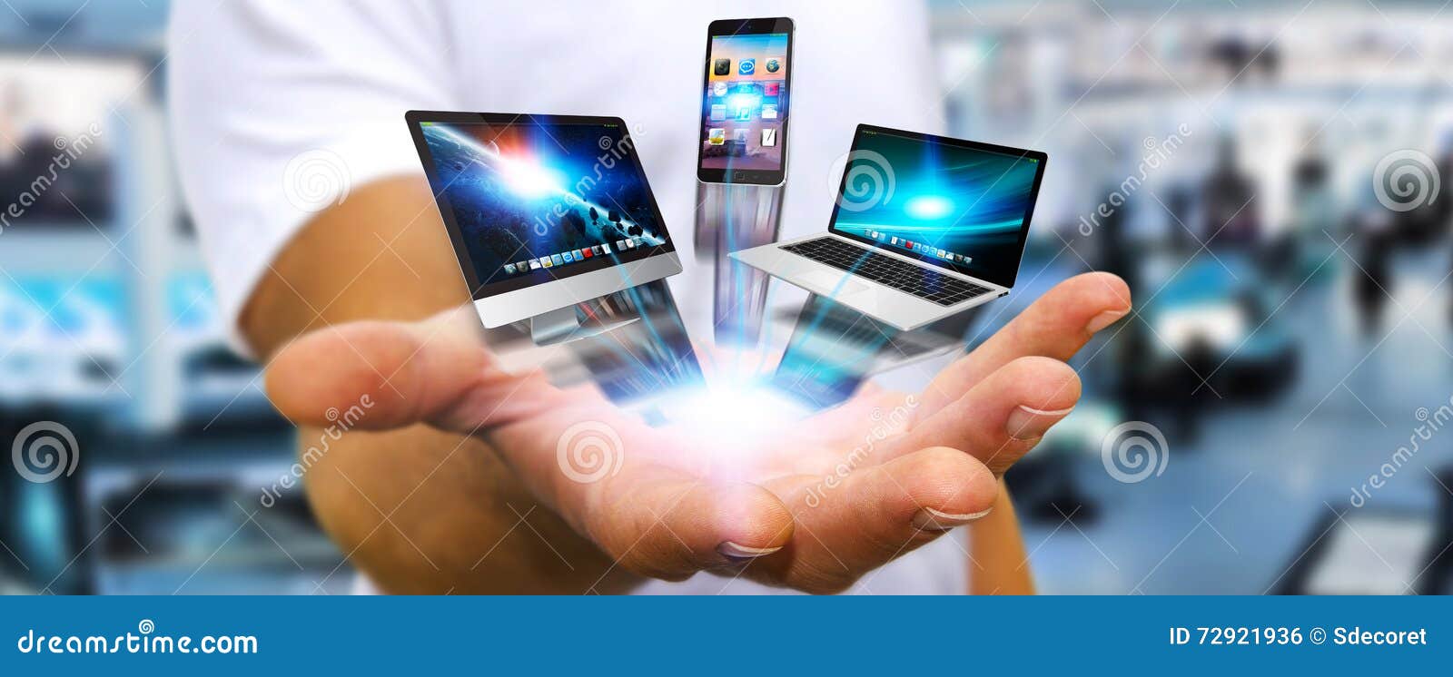 Businessman Holding Tech Device in His Hand Stock Illustration ...