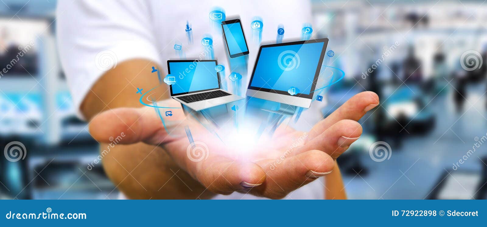 Businessman Holding Tech Device in His Hand Stock Illustration ...