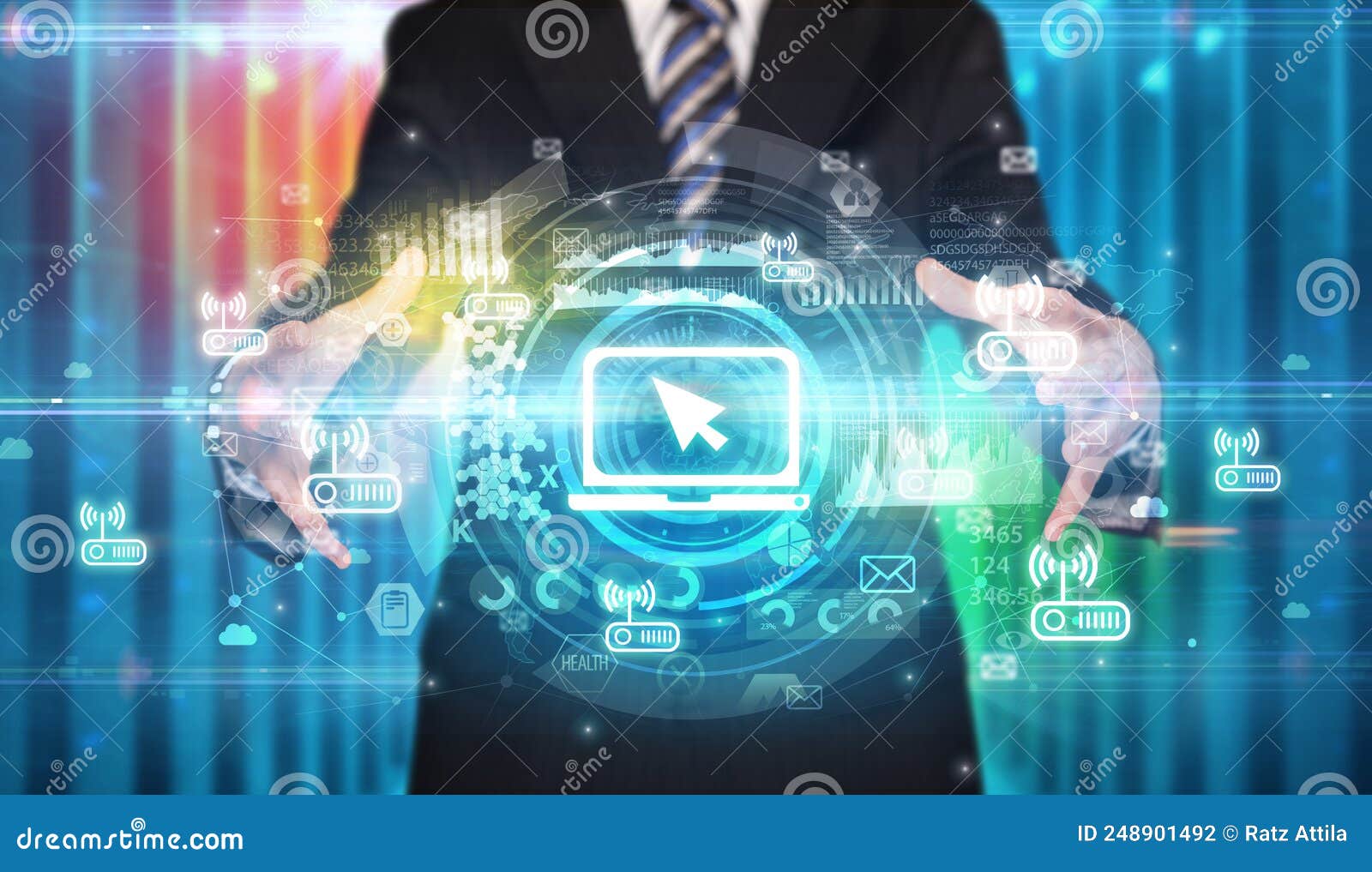 Businessman Holding Technology Icon Concept Stock Photo - Image of ...