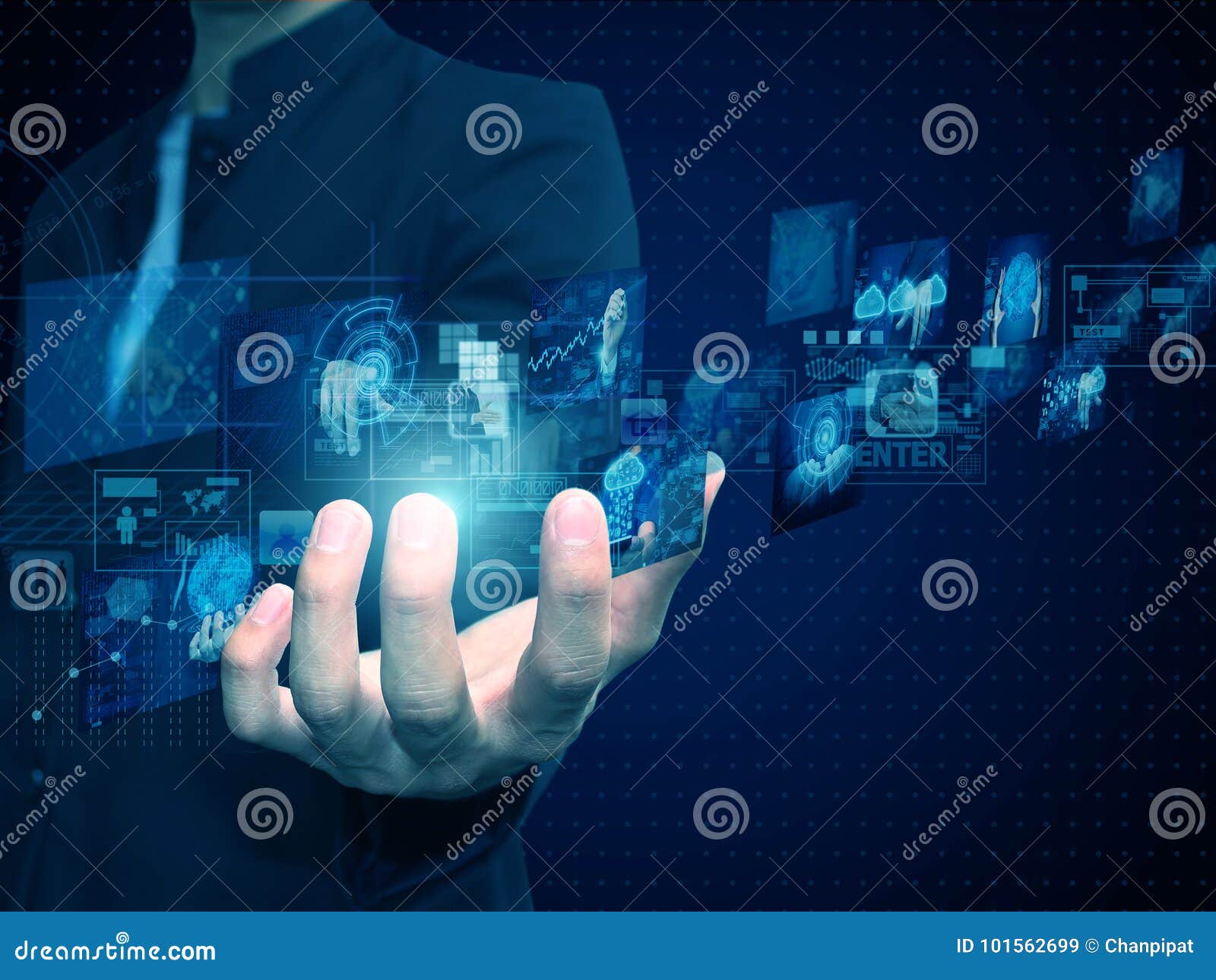 Businessman Holding Technology Stock Image - Image of connectivity ...