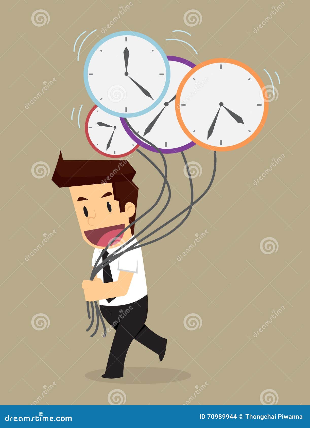 Businessman Holding Time Everywhere Stock Vector - Illustration of ...