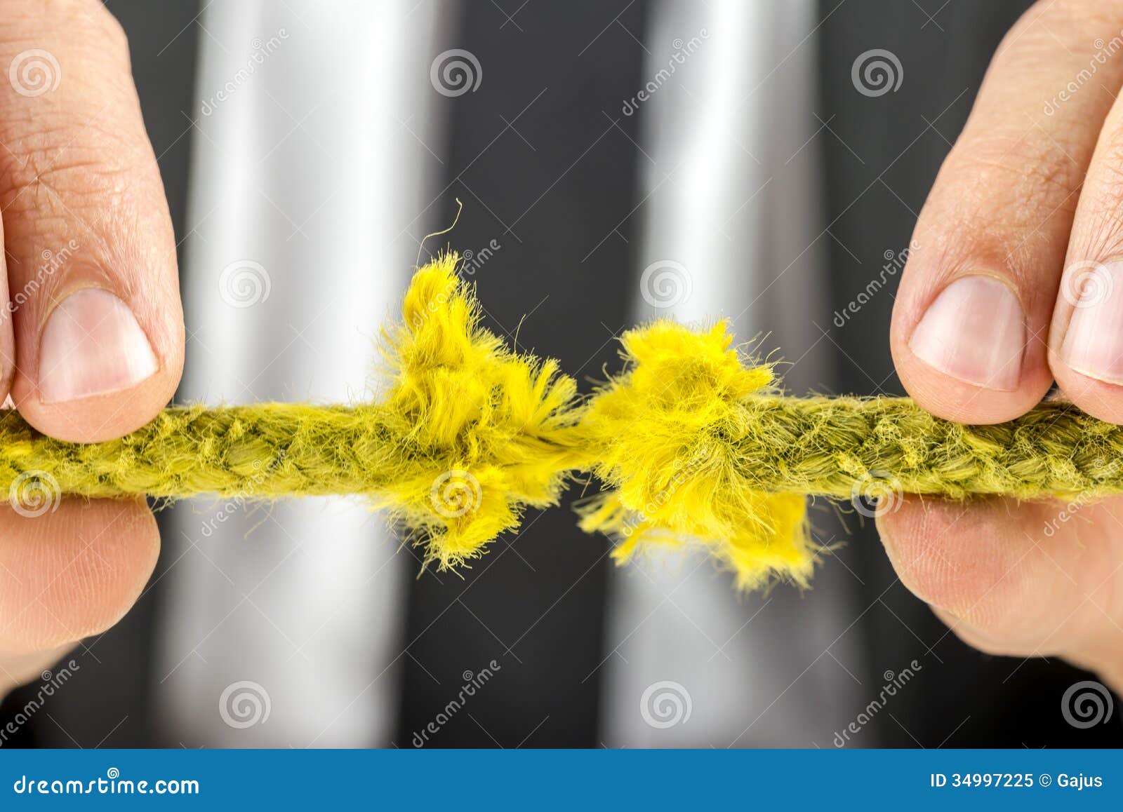 Businessman Holding Torn Rope Stock Image - Image of problems, line ...