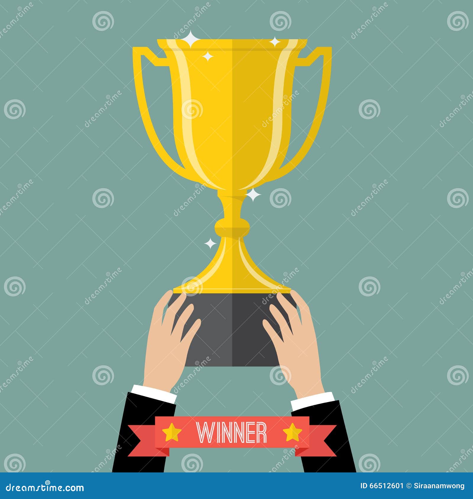 Businessman Holding Up A Winning Trophy Stock Vector Illustration Of