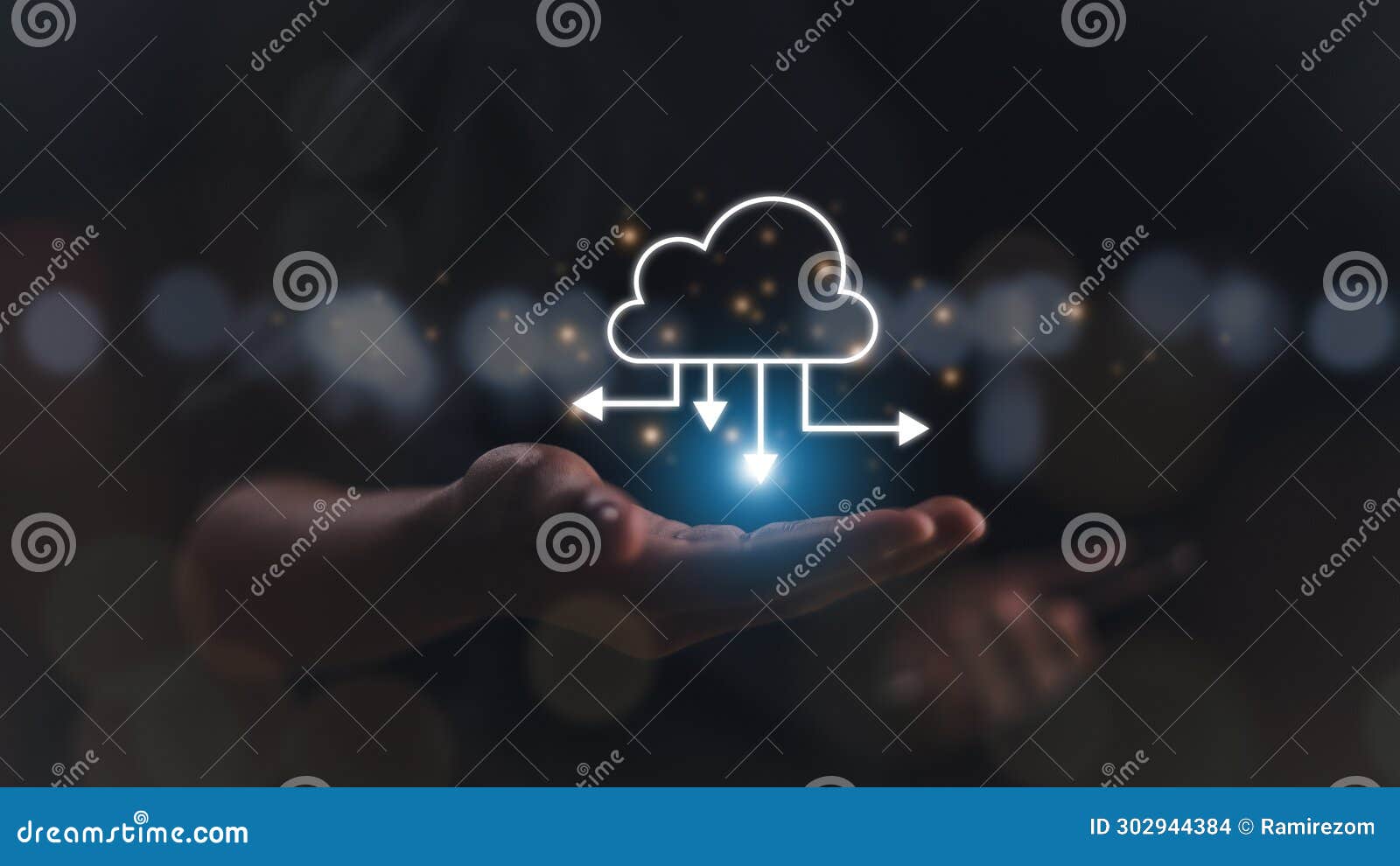 Businessman Holding Virtual Cloud Computing To Transfer Data ...