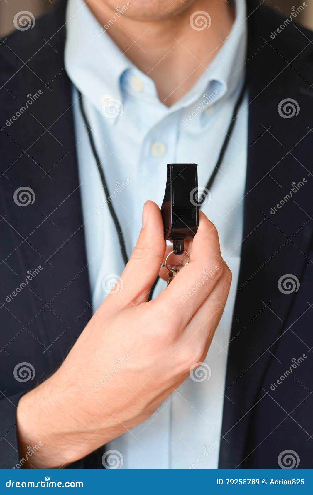 Businessman Holding Whistle Suggesting Leadership or Coaching Stock ...