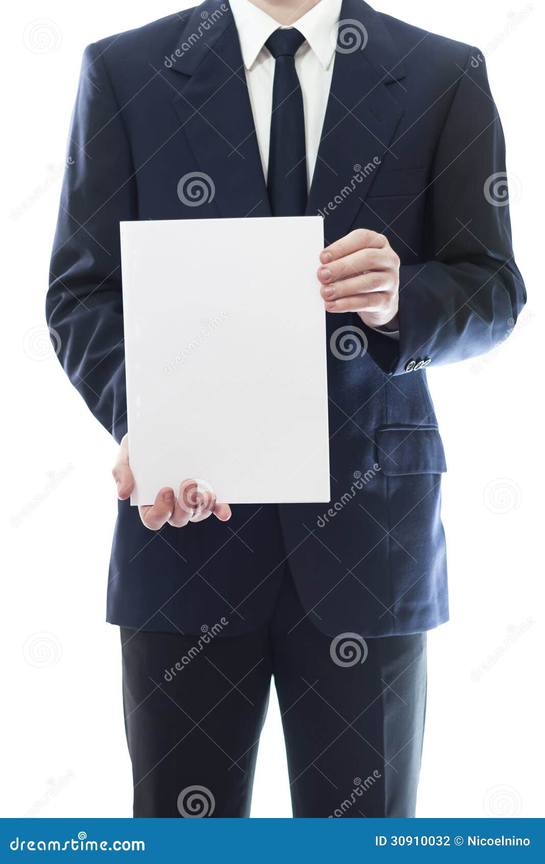 Businessman Holding a White Paper Stock Photo - Image of document ...