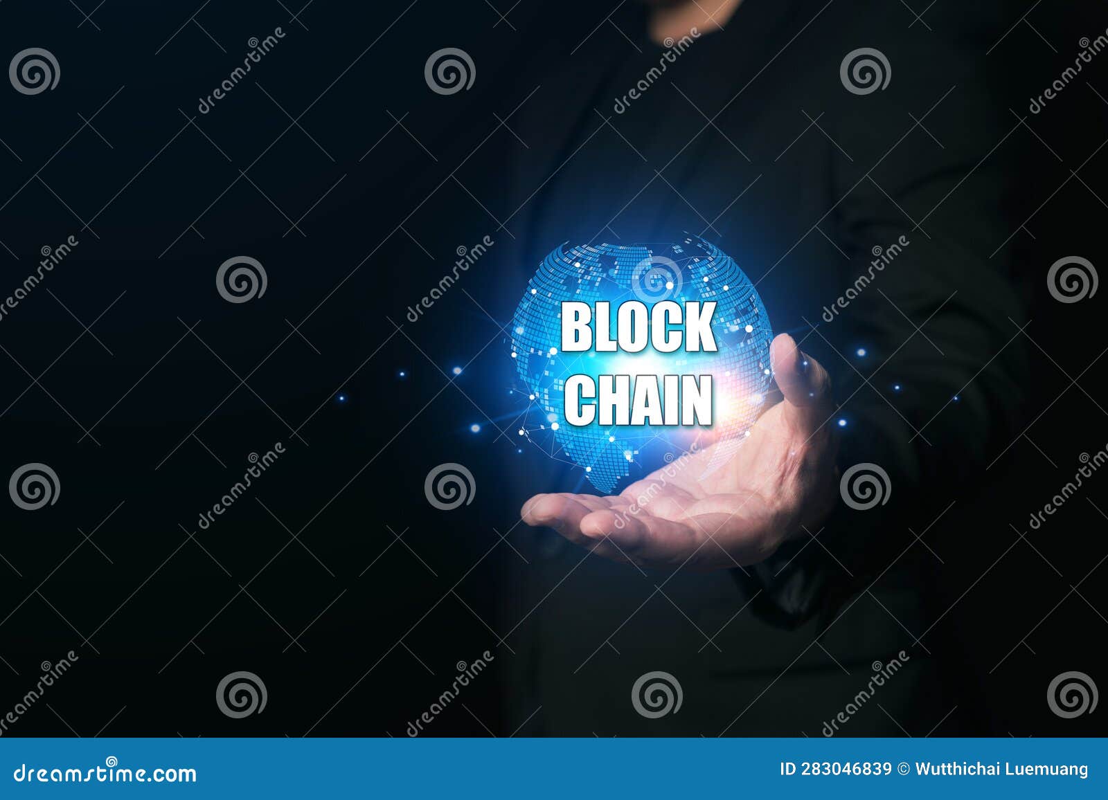 World Map And Blockchain Peer To Peer Network, Global Network Concept ...