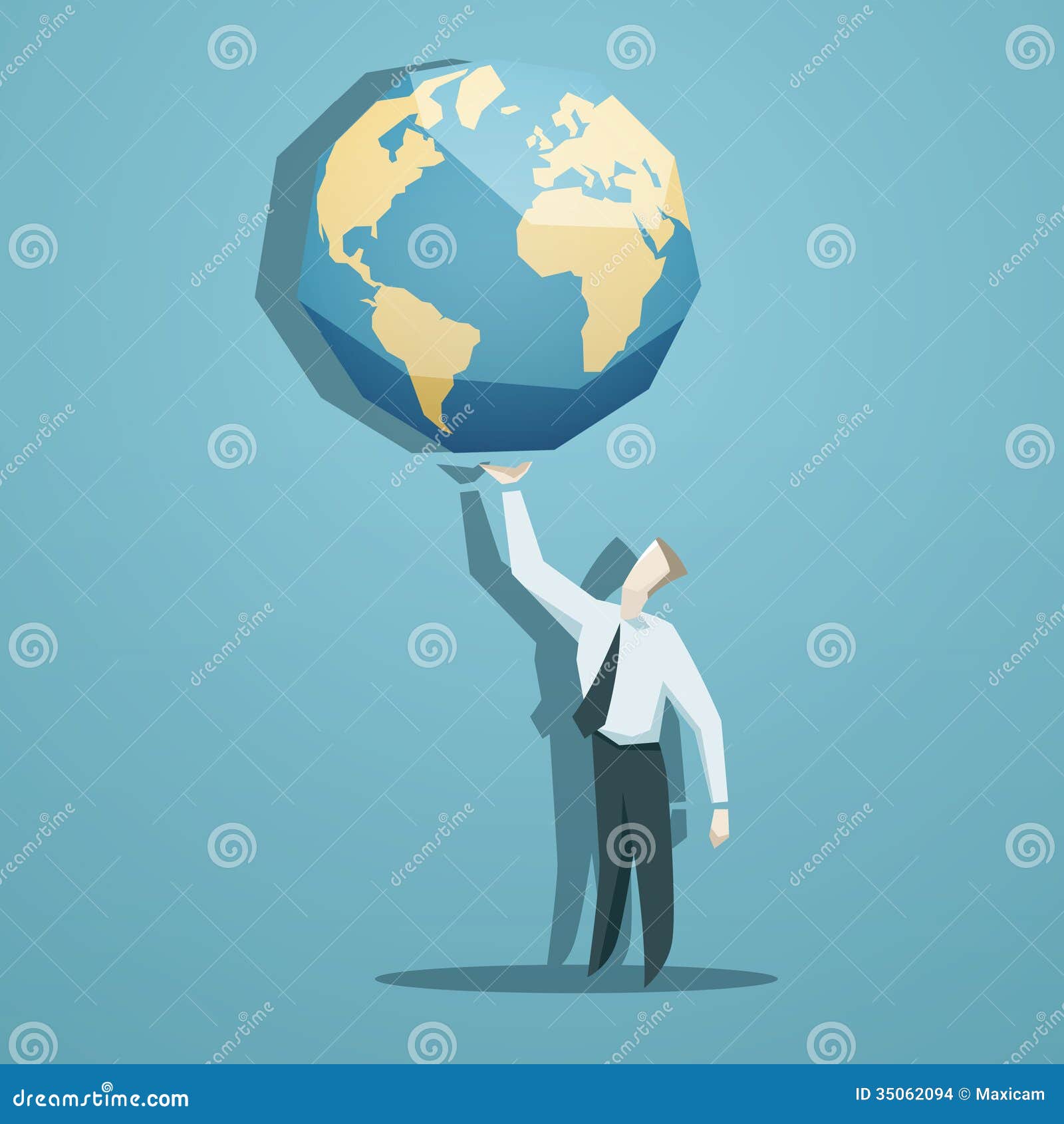 Businessman Holding the World in His Hands Stock Vector - Illustration ...