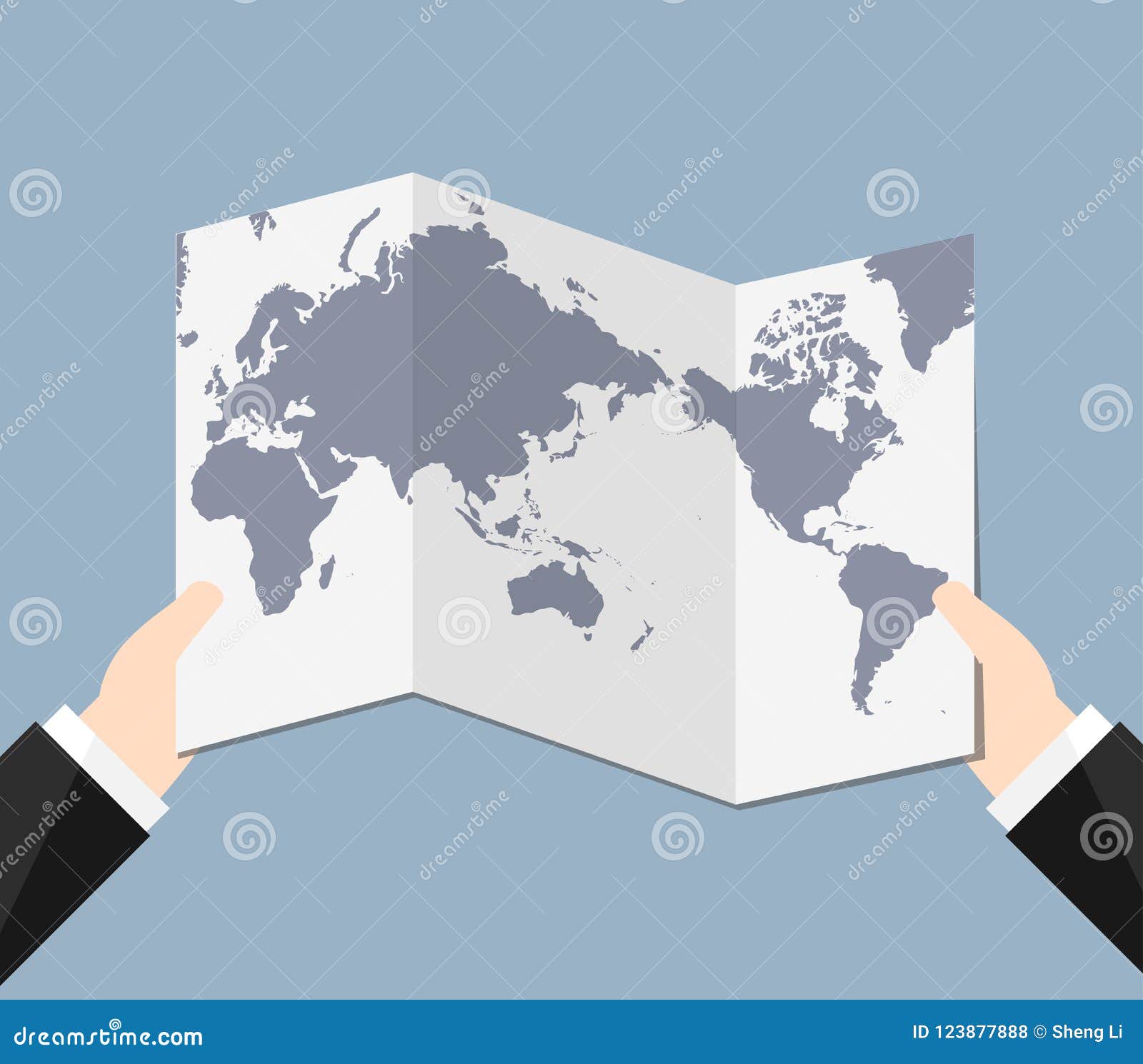 Man Holding the World Map stock vector. Illustration of america - 123877888