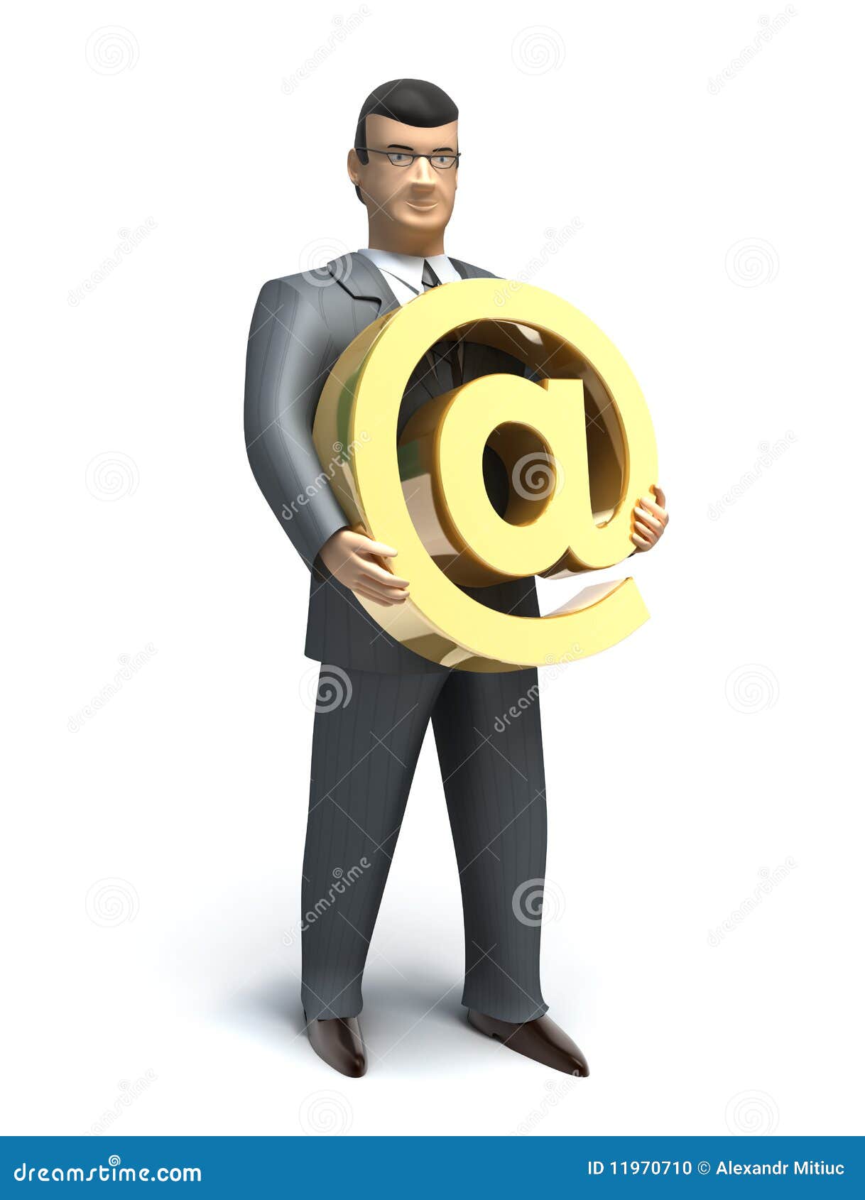 Businessman Holds an Email Symbol Stock Illustration - Illustration of ...