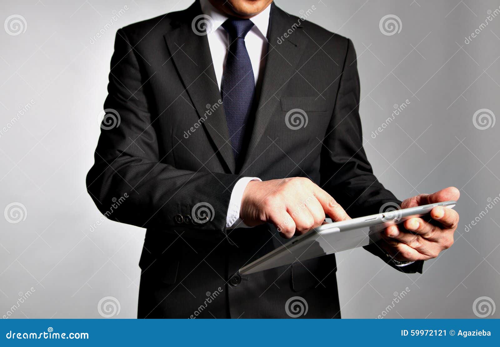 Businessman Holds a Table Pc Stock Image - Image of full, business ...
