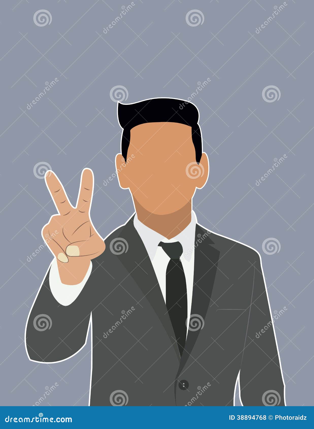 Businessman Holds Two Fingers Black Web Icon. Stock Illustration ...