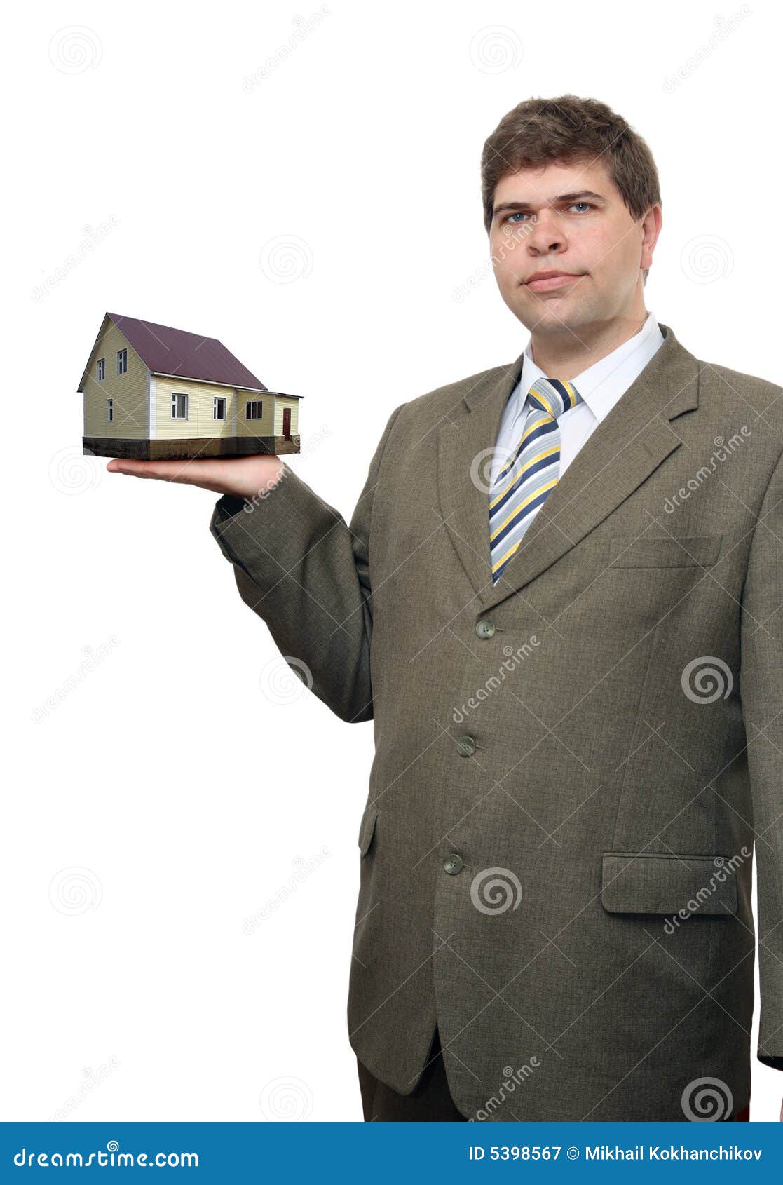Businessman with House in Hand Stock Image - Image of sale, house: 5398567