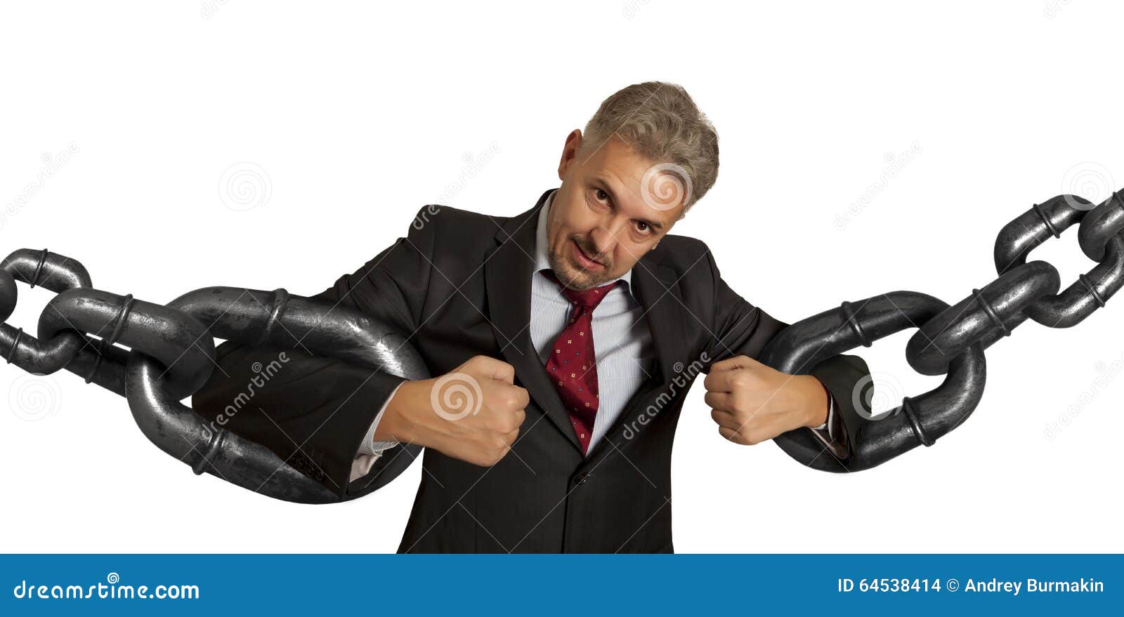 Businessman with Huge Chain Isolated Stock Photo - Image of executive ...