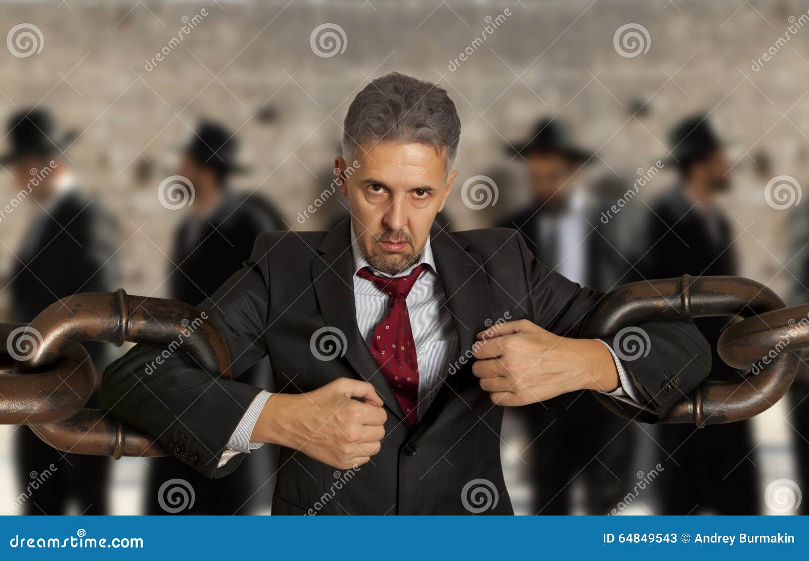 Businessman with Huge Chain Stock Image - Image of person, isolation ...