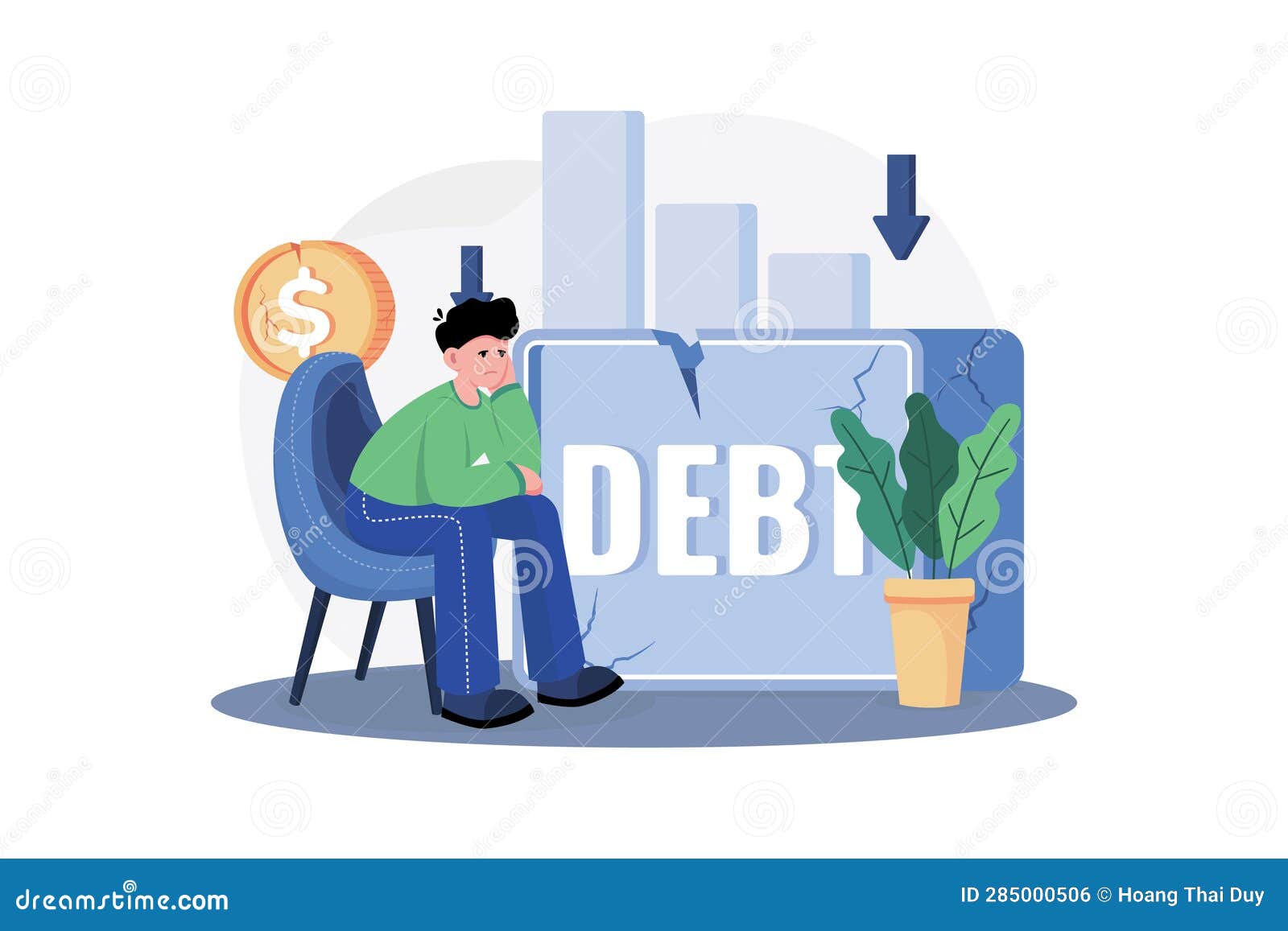 Businessman with Huge Debt Illustration Concept on White Background ...