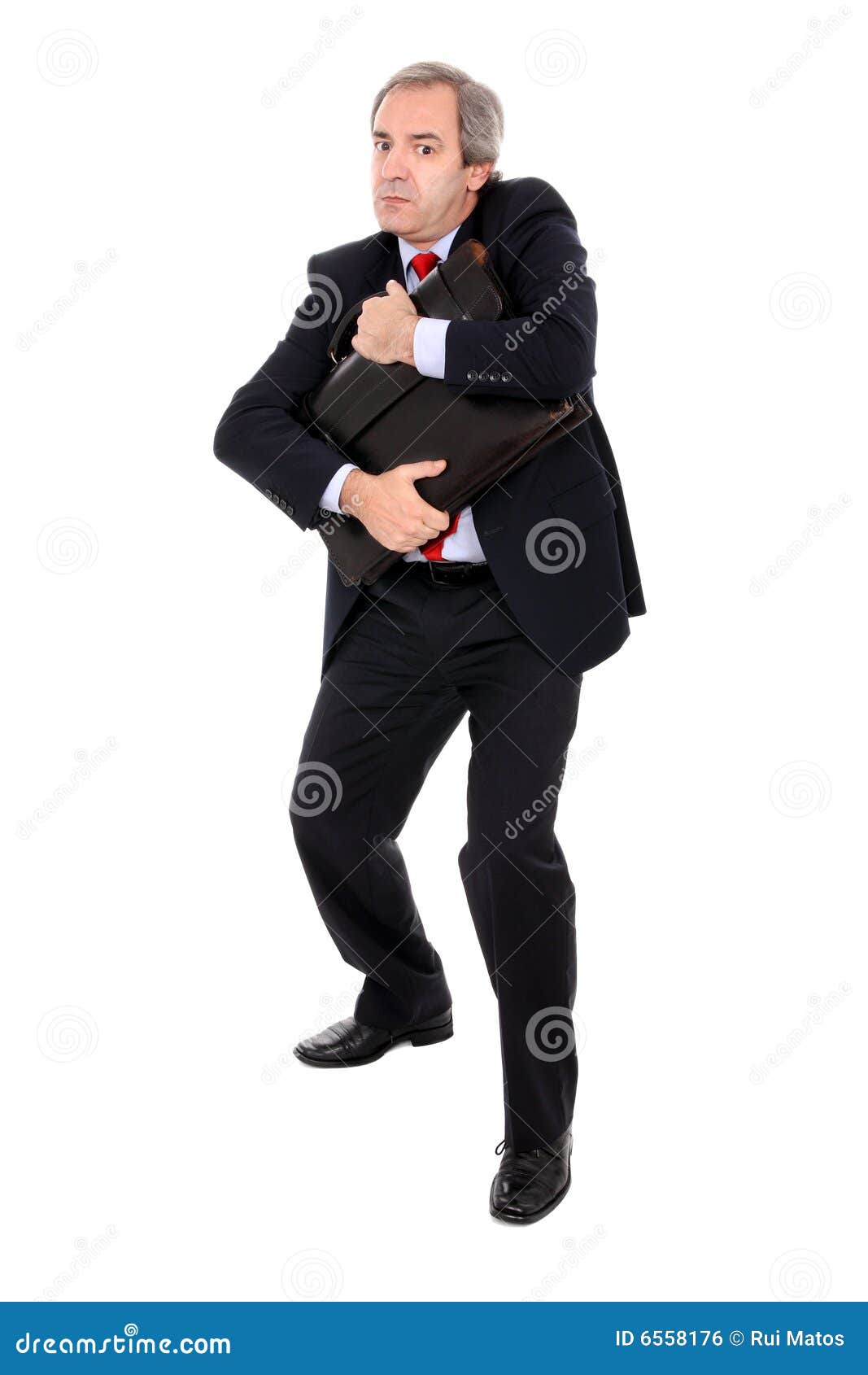 Businessman Hugging Briefcase Stock Photo - Image of clutches ...