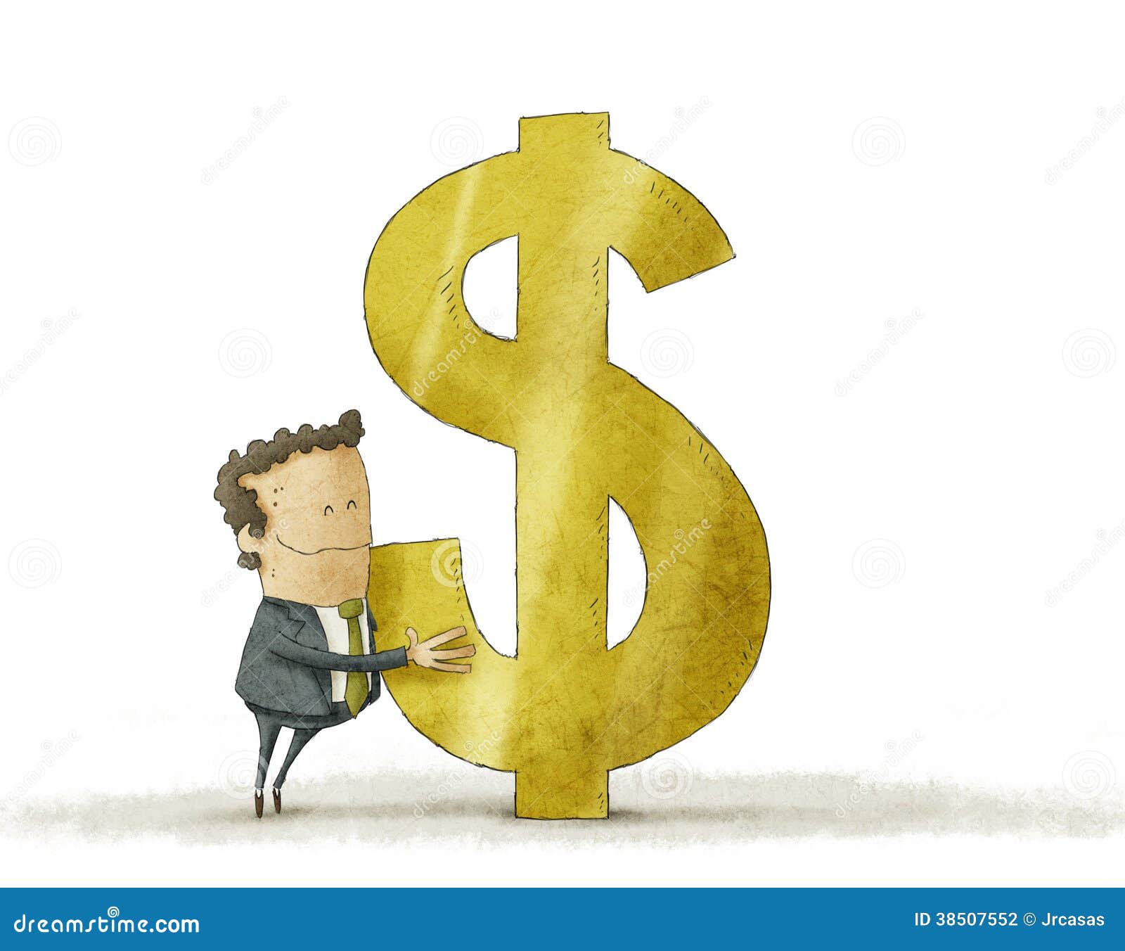 Businessman Hugging Dollar Sign Stock Illustration - Illustration of ...