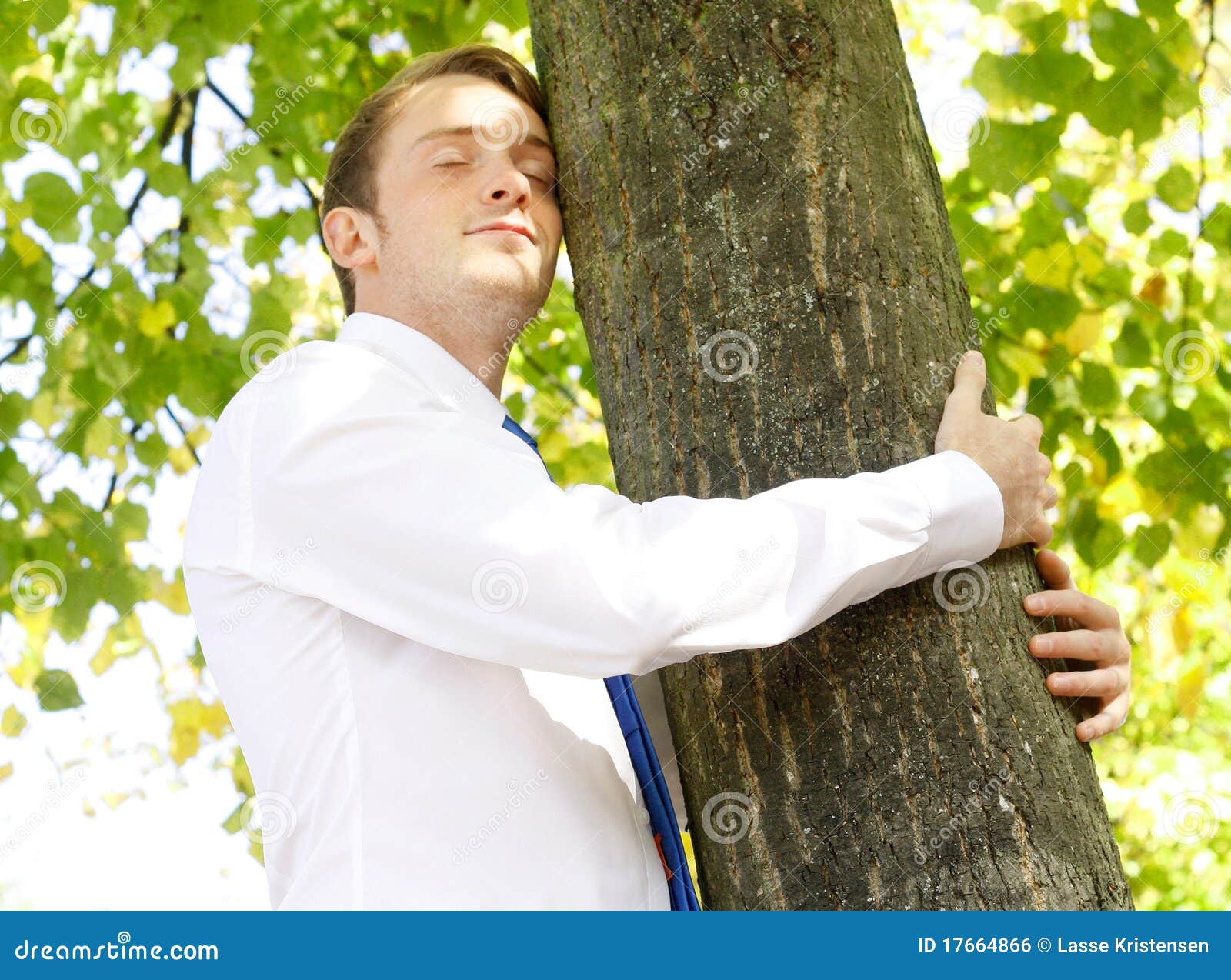 Businessman hugging tree stock photo. Image of ecology - 17664866