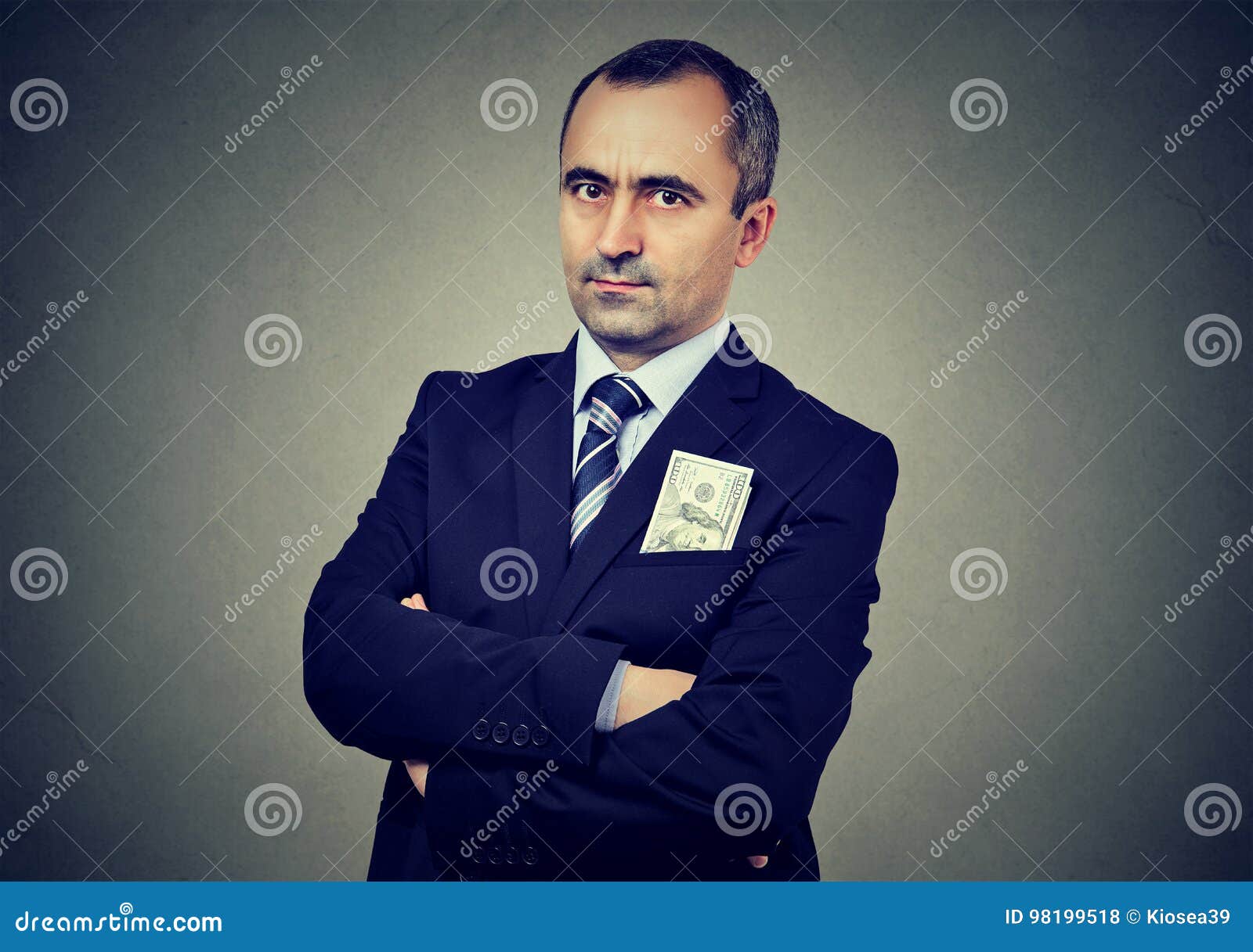 Businessman with Hundred Dollar Banknote in His Jacket Pocket Stock ...