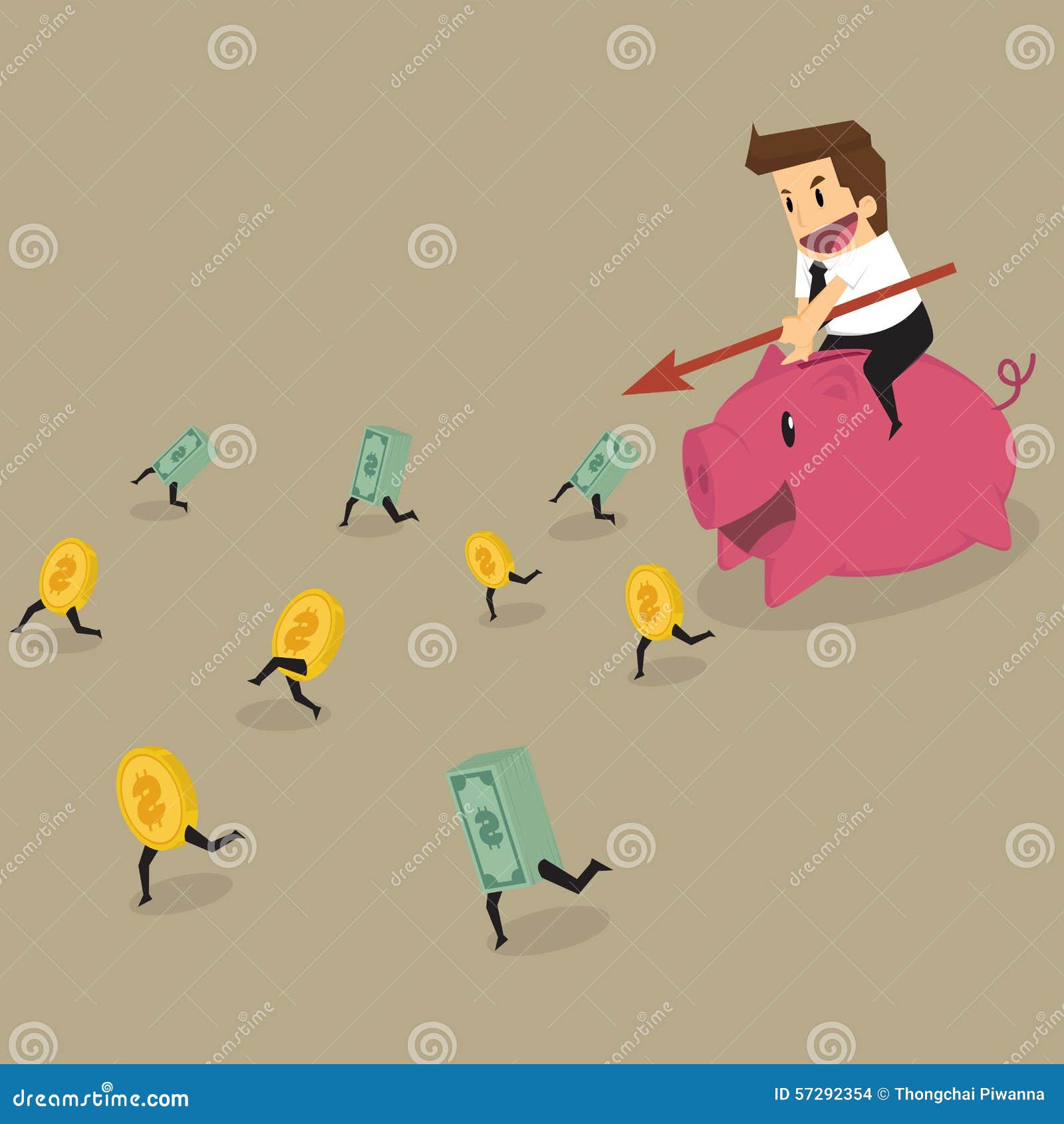 Businessman hunting money stock vector. Illustration of invest - 57292354