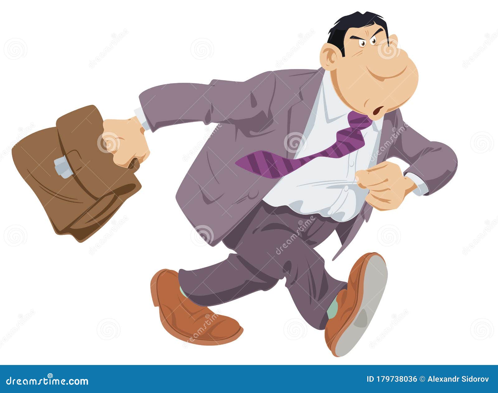 Businessman Hurry for Work. Funny People Stock Vector - Illustration of ...