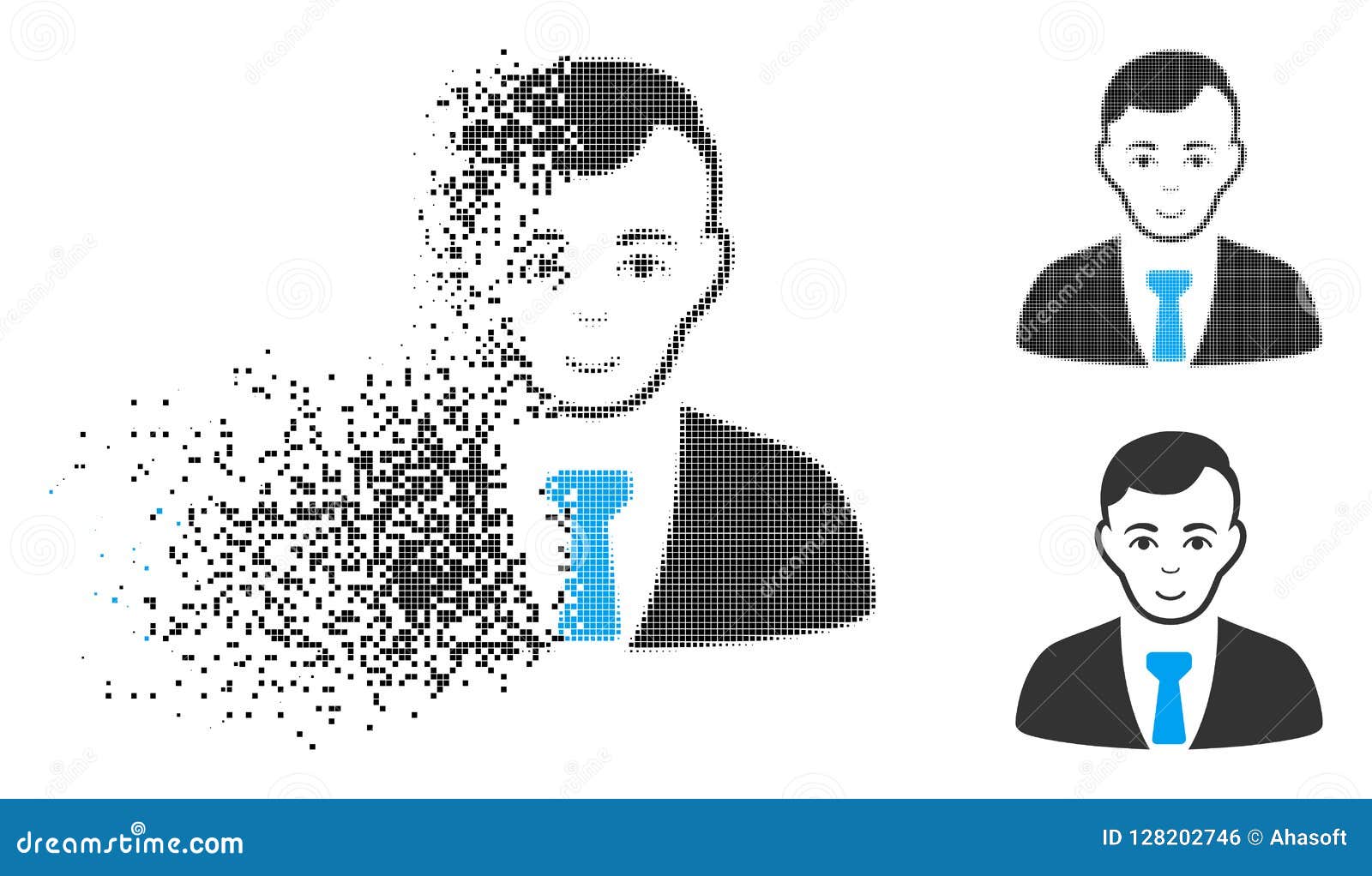 Dissipated Dotted Halftone Businessman Icon with Face Stock Vector ...