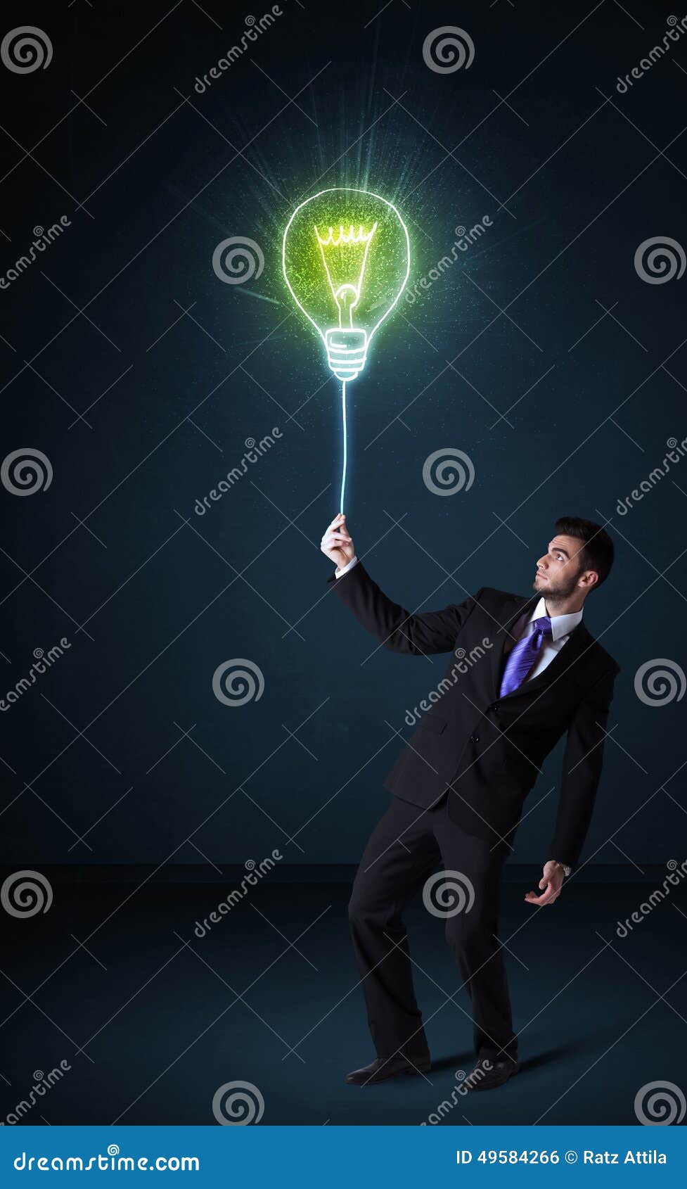 Businessman with an Idea Bulb Stock Photo - Image of business ...