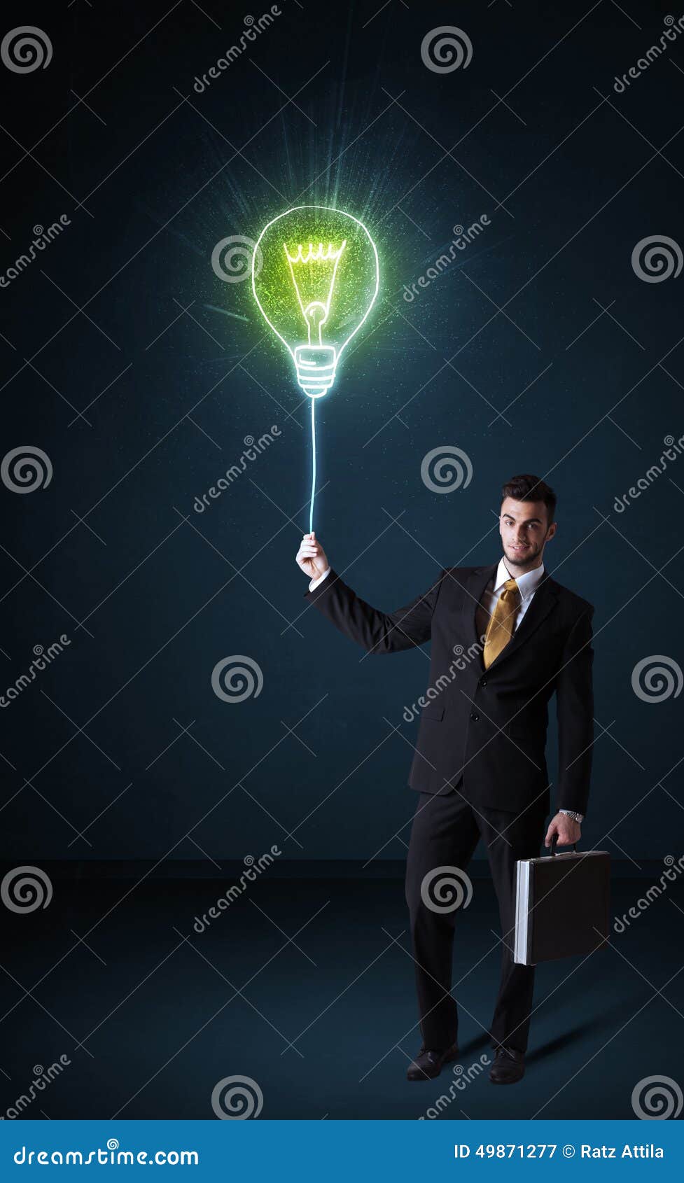 Businessman with an Idea Bulb Stock Image - Image of lamp, electric ...