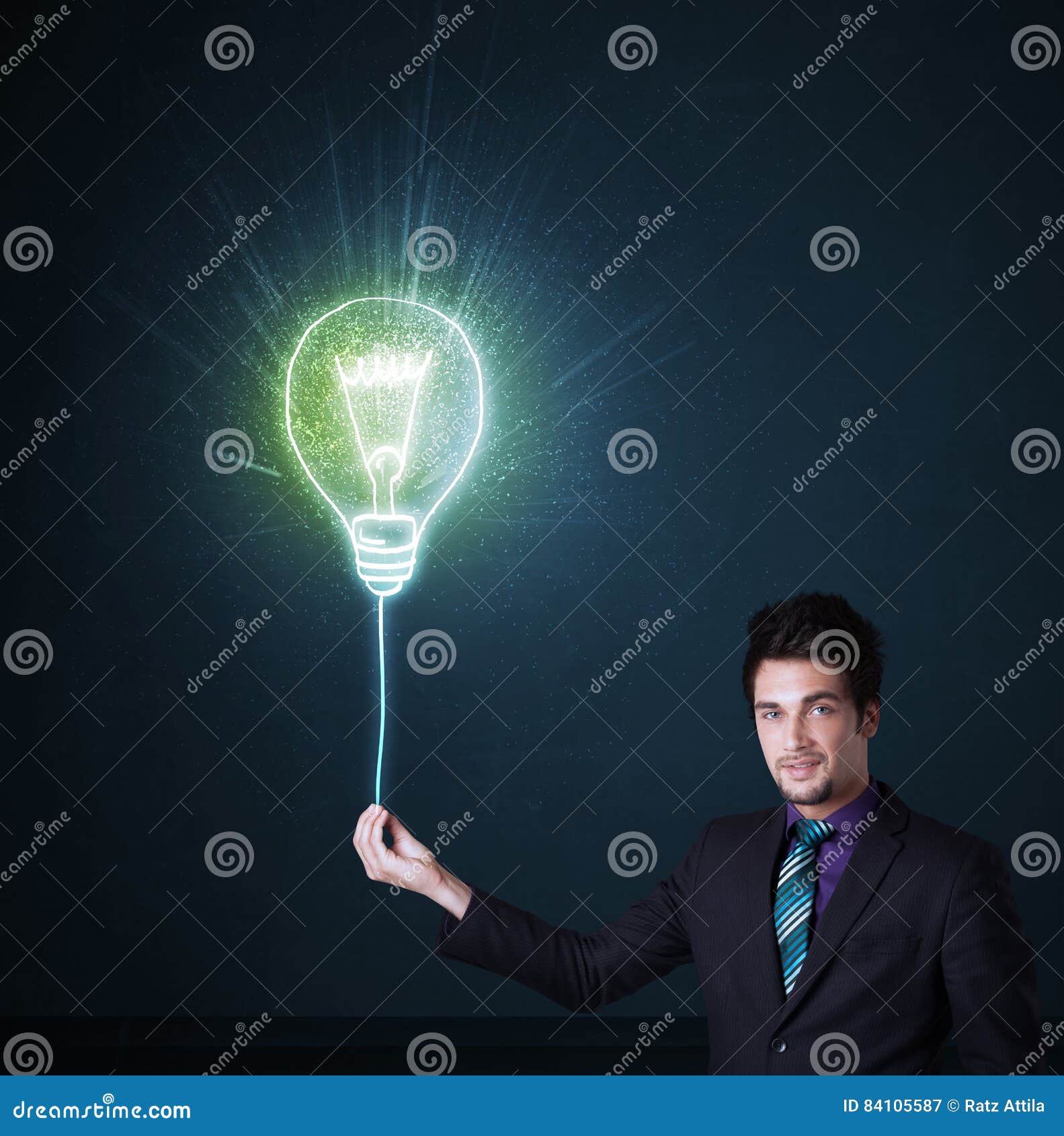 Businessman with an Idea Bulb Stock Image - Image of inspiration ...