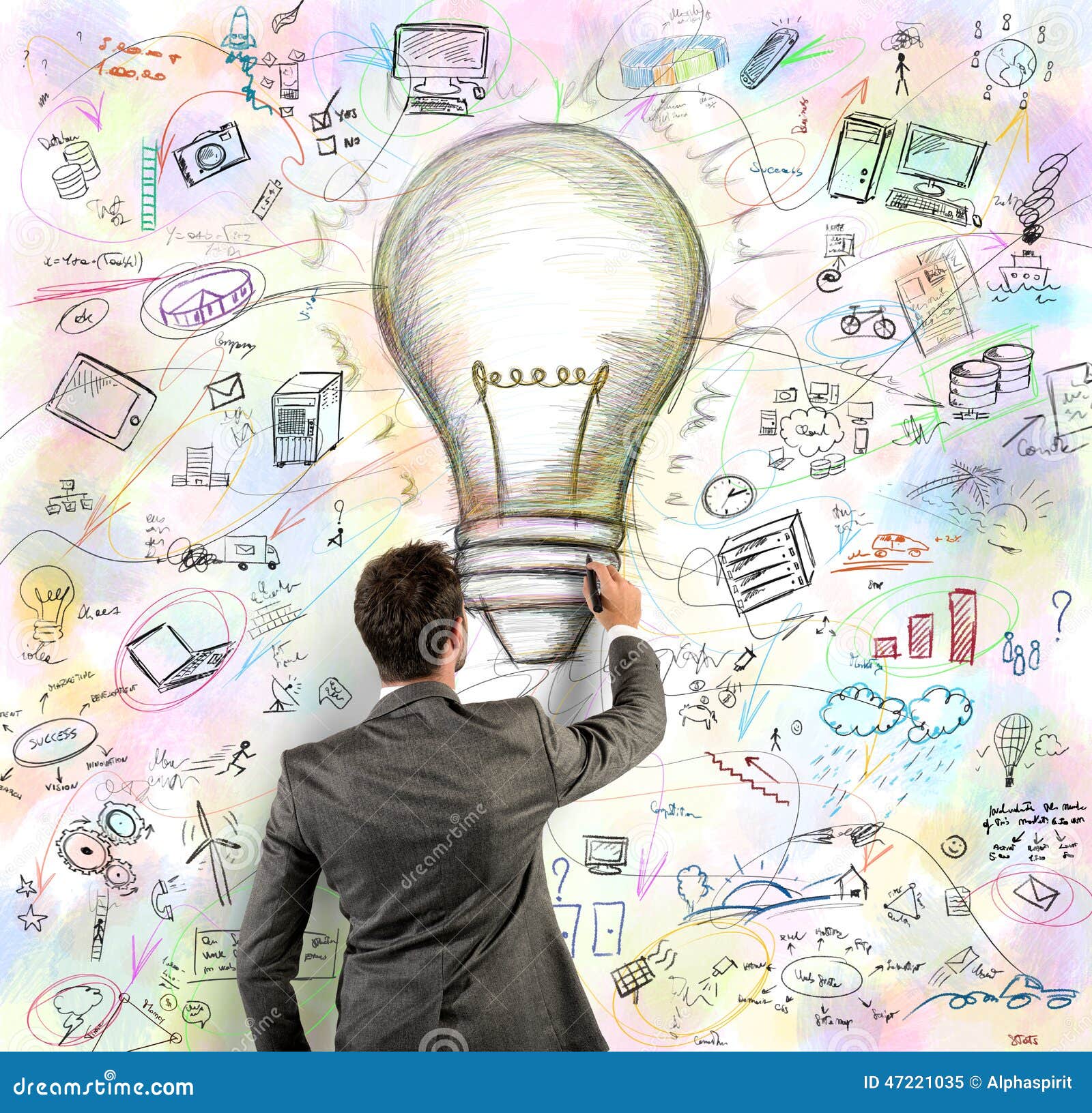 Businessman idea stock image. Image of drawing, diagram - 47221035