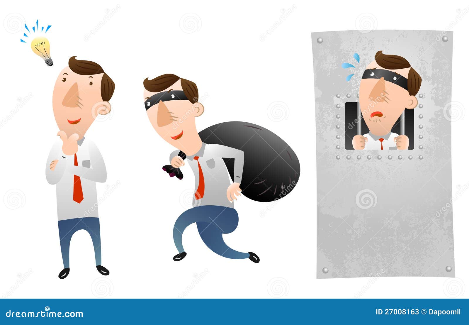 Businessman with Idea and Thief Stock Vector - Illustration of light ...