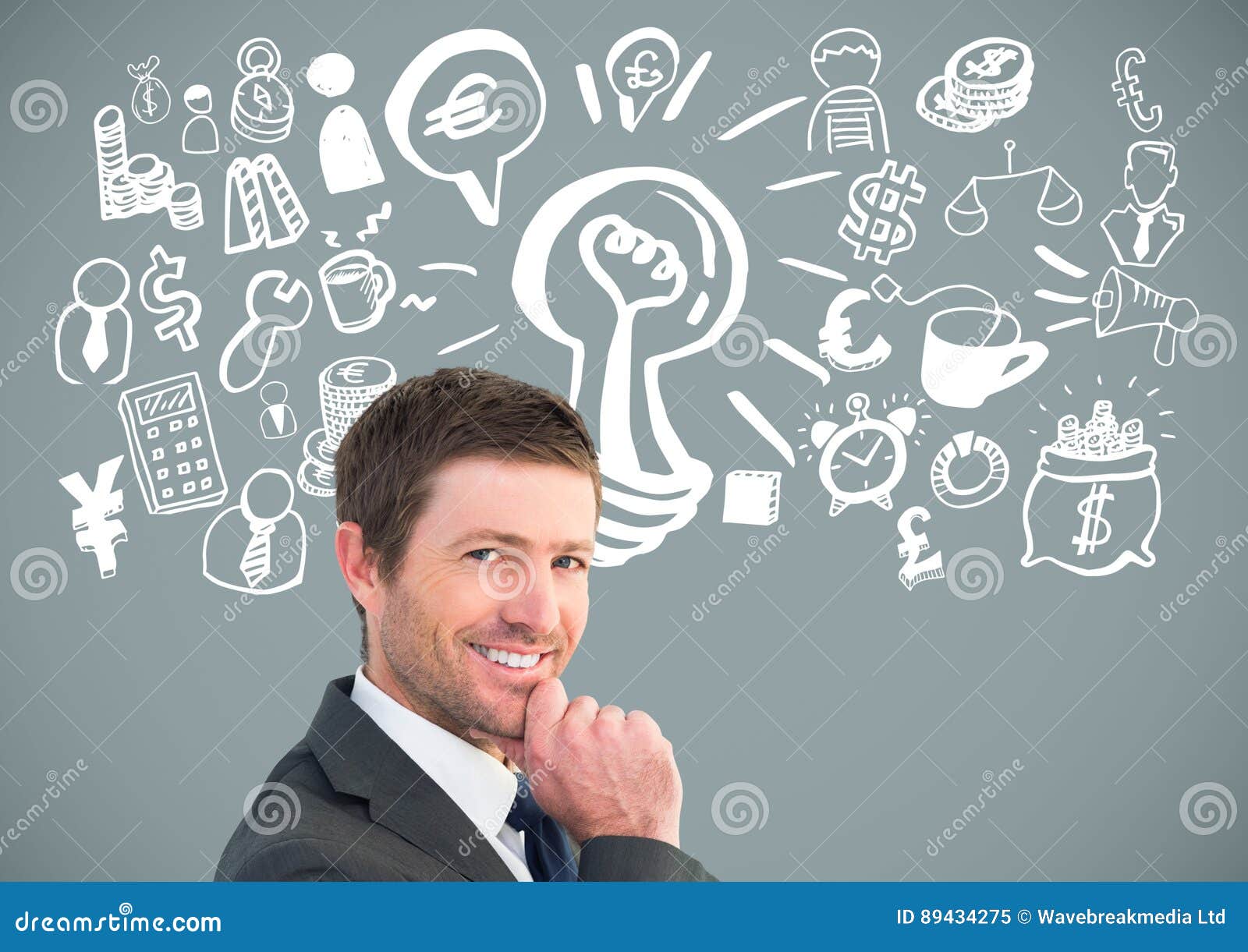 Businessman Ideas with Business Graphics Drawings Stock Image - Image ...