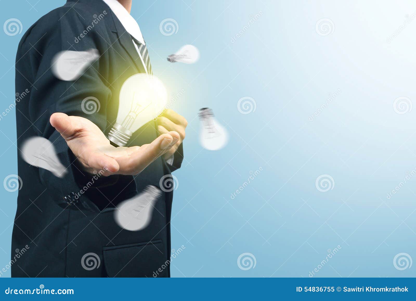 Businessman with Illuminated Light Bulb Stock Illustration ...