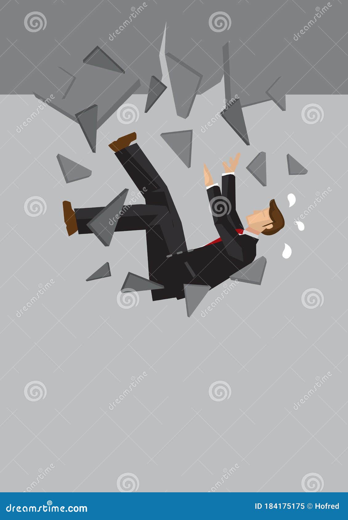 Businessman Illustration of Falling Down the Floor. Falling Concept for ...