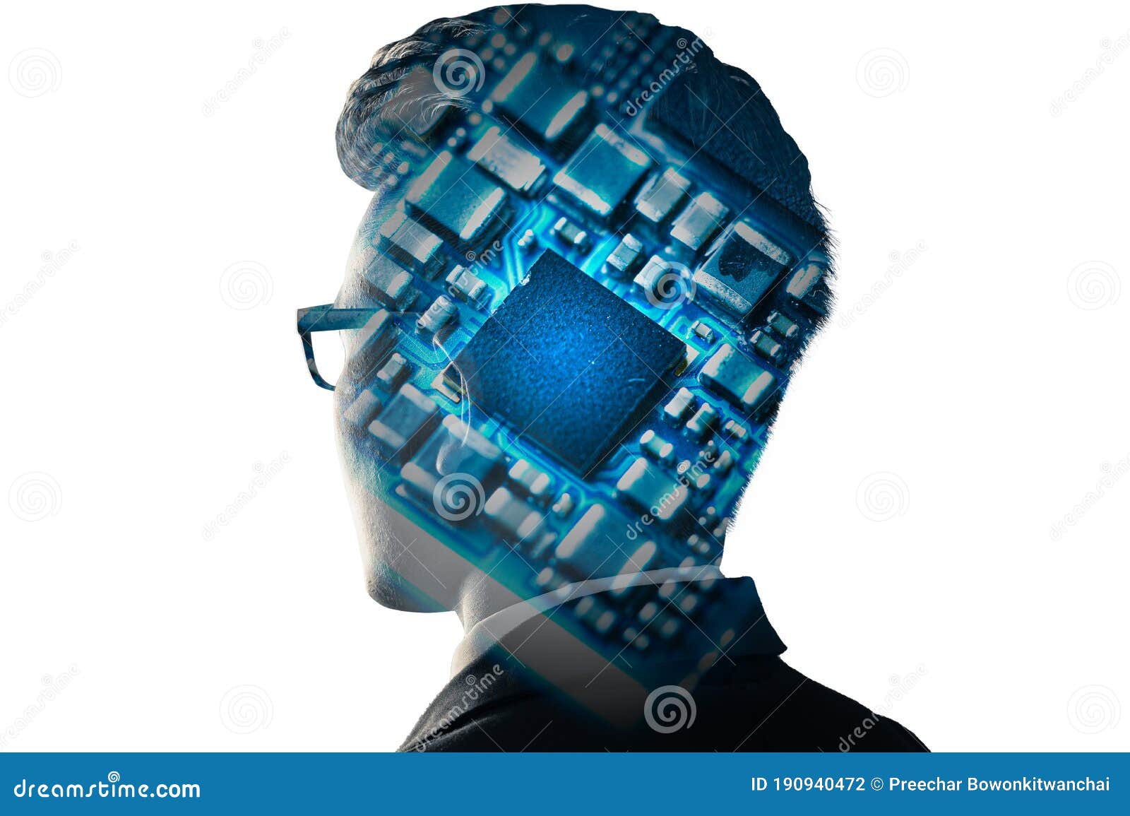 The Businessman Image Overlay with the Microchip the Concept of ...
