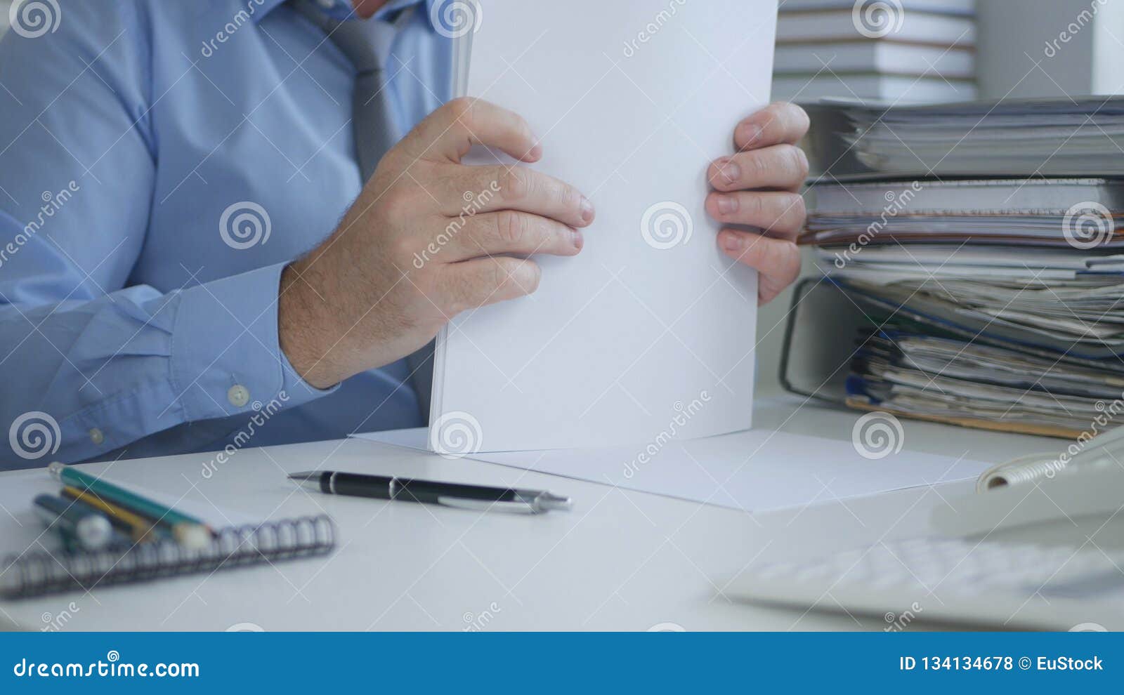 Businessman Image Sorting Accounting Documents and Invoices Stock Photo ...