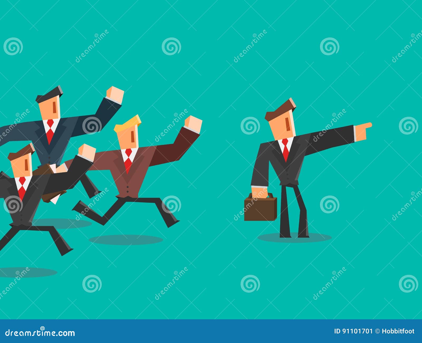 Businessman Indicates Direction for Team. Leader Concept Stock Vector ...