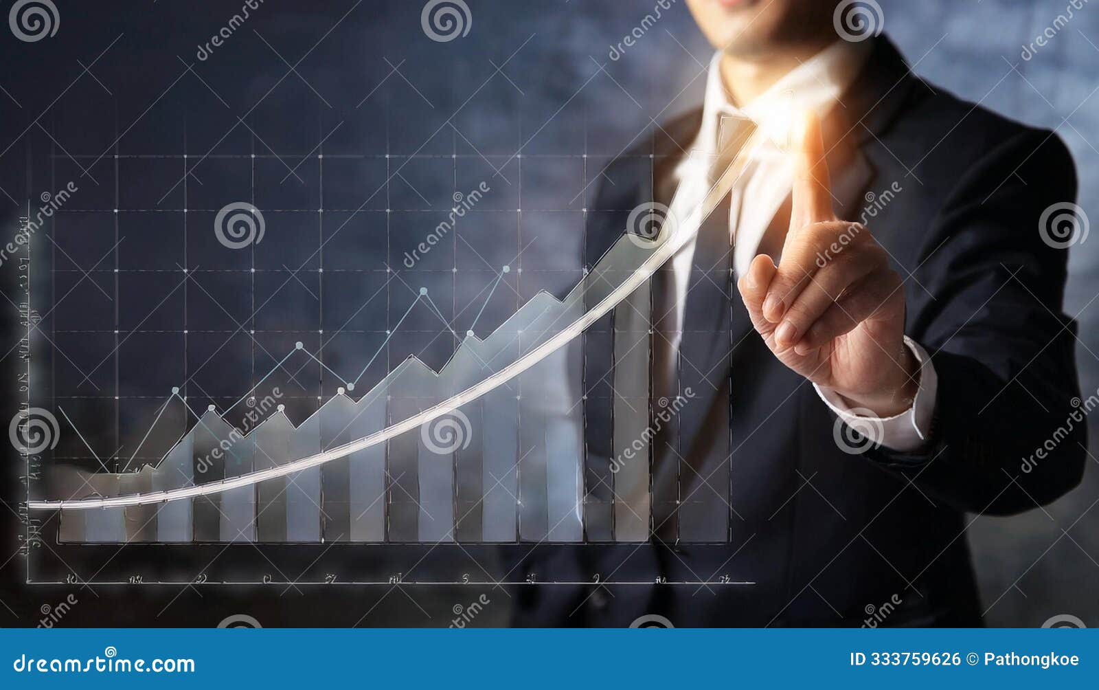 Businessman Indicates a Directional Graph Illustrating Continuous ...