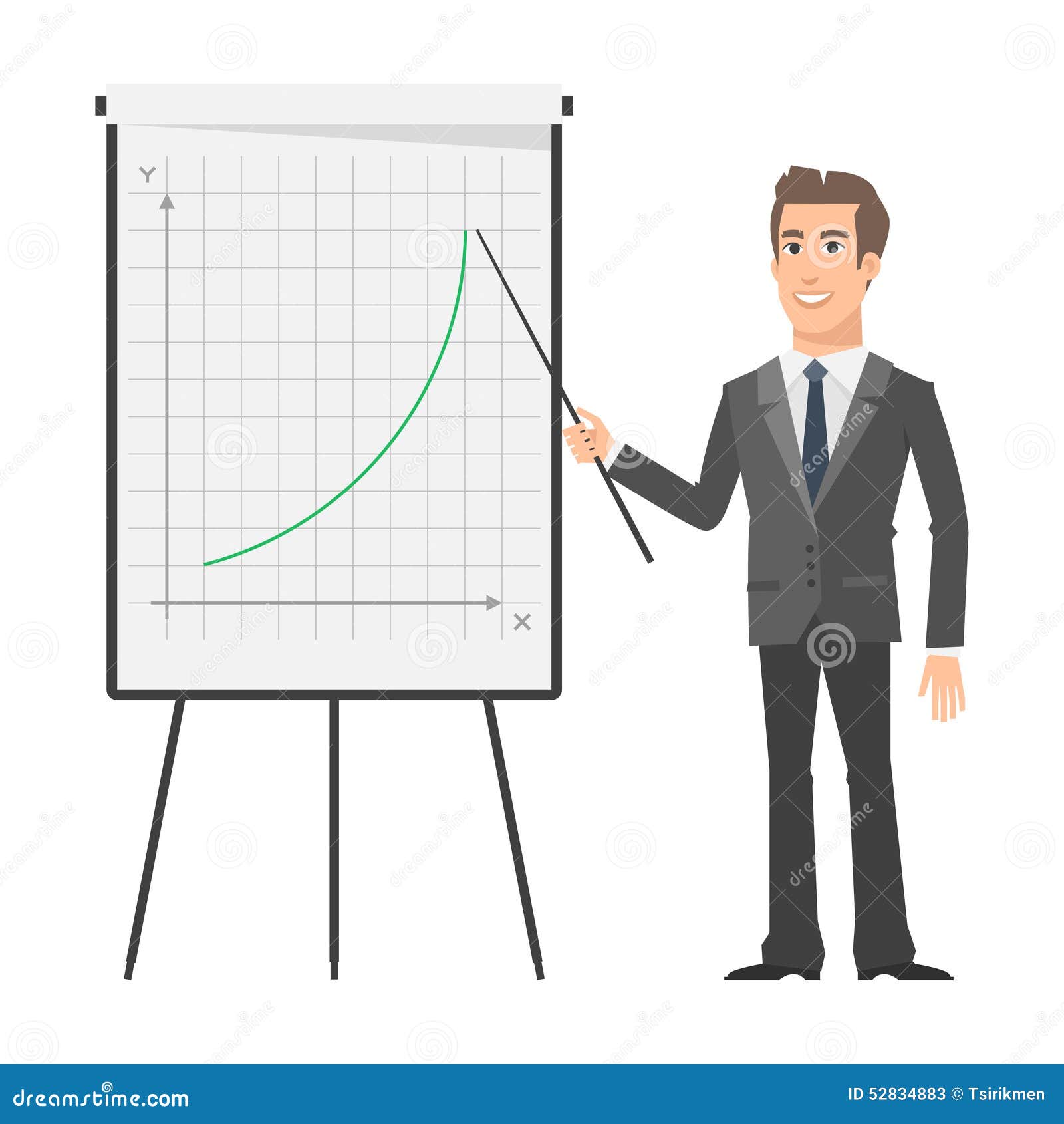 Businessman Indicates on Flip Chart and Smiling Stock Vector ... Businessman Indicates on Flip Chart and Smiling Stock Vector ...