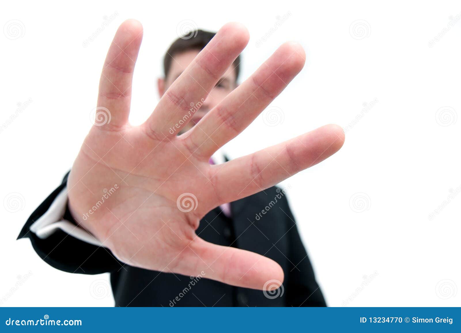 Businessman Indicating Nothing To See Here Stock Photo - Image of ...