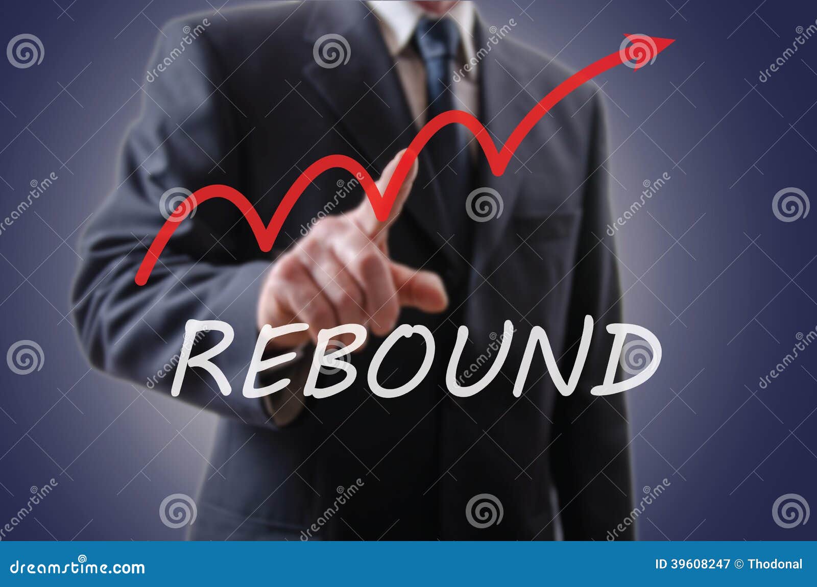 Businessman Indicating the Rebound Stock Illustration - Illustration of ...